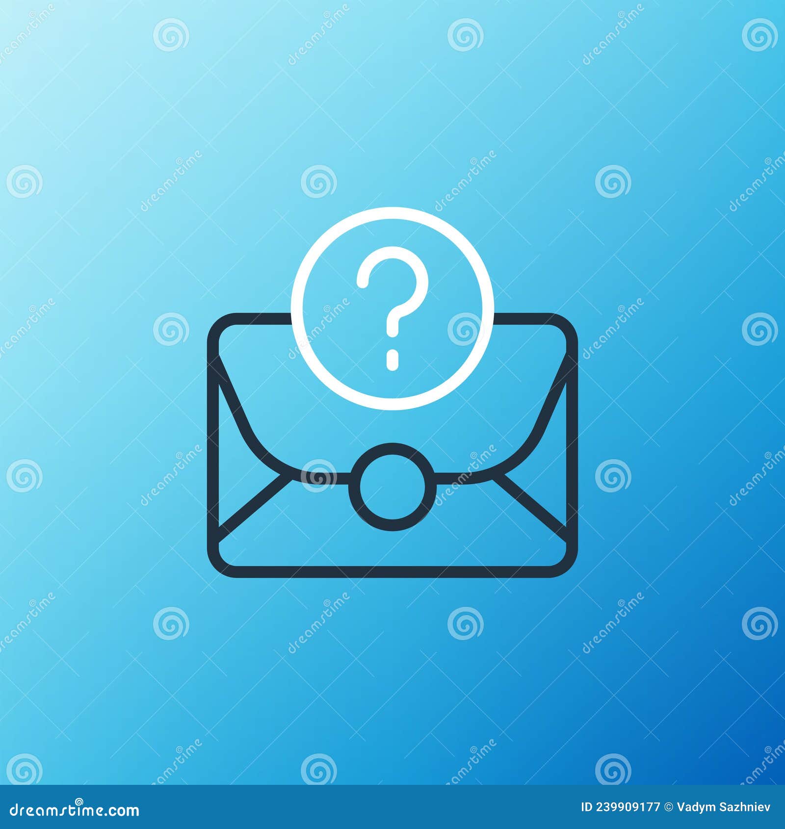 Line Envelope with Question Mark Icon Isolated on Blue Background ...