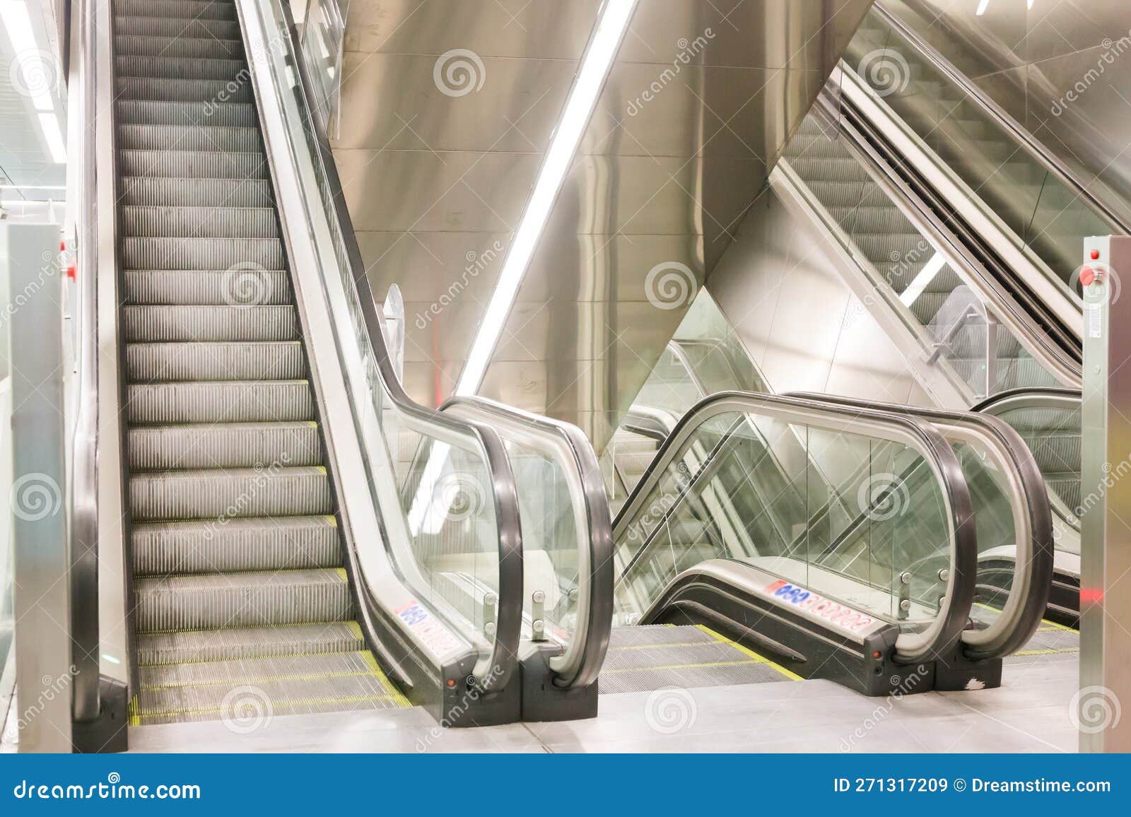 Line Escalators with Metal Coating Stock Image - Image of stairway ...
