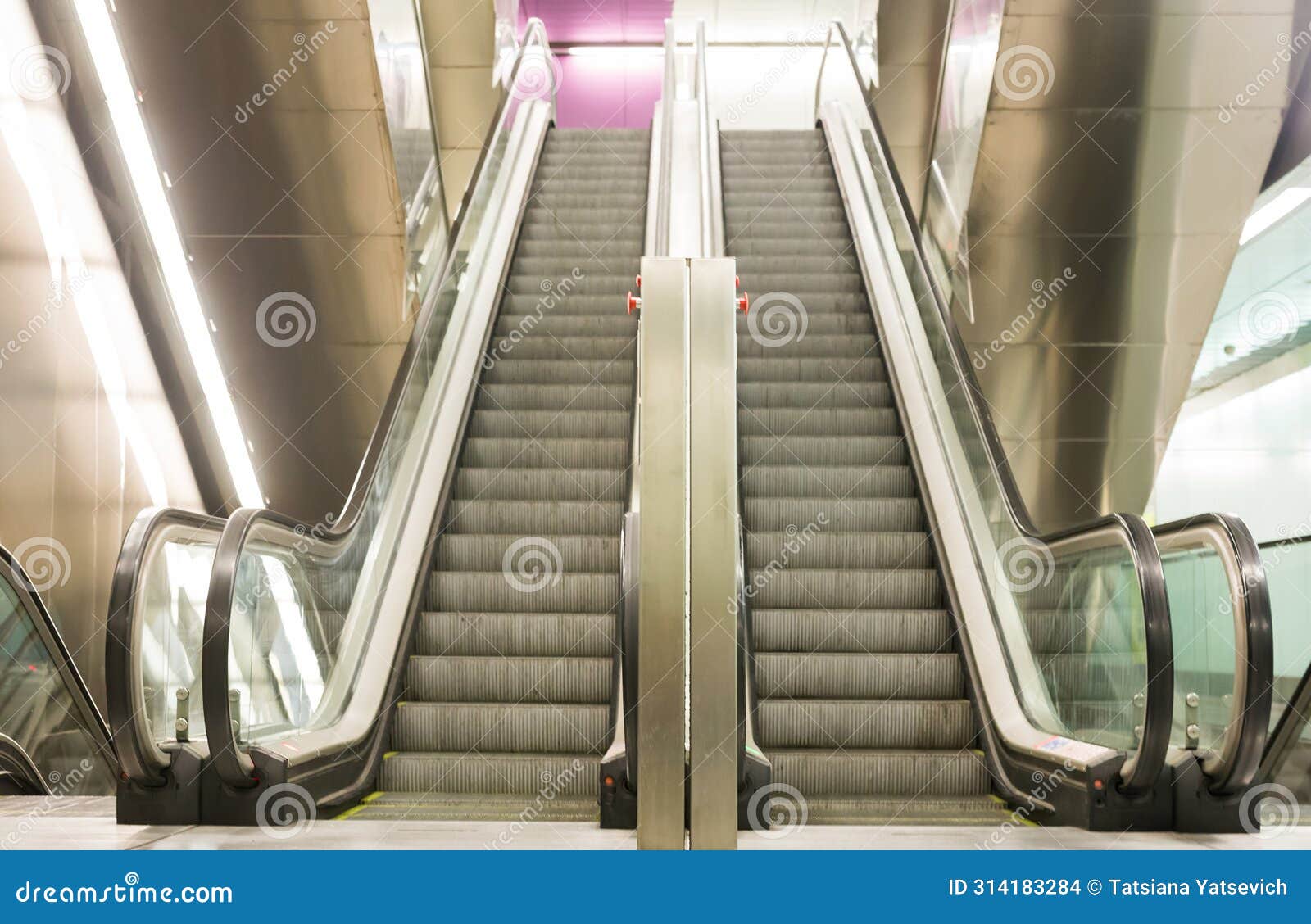 Line Escalators with Metal Coating Stock Photo - Image of electric ...