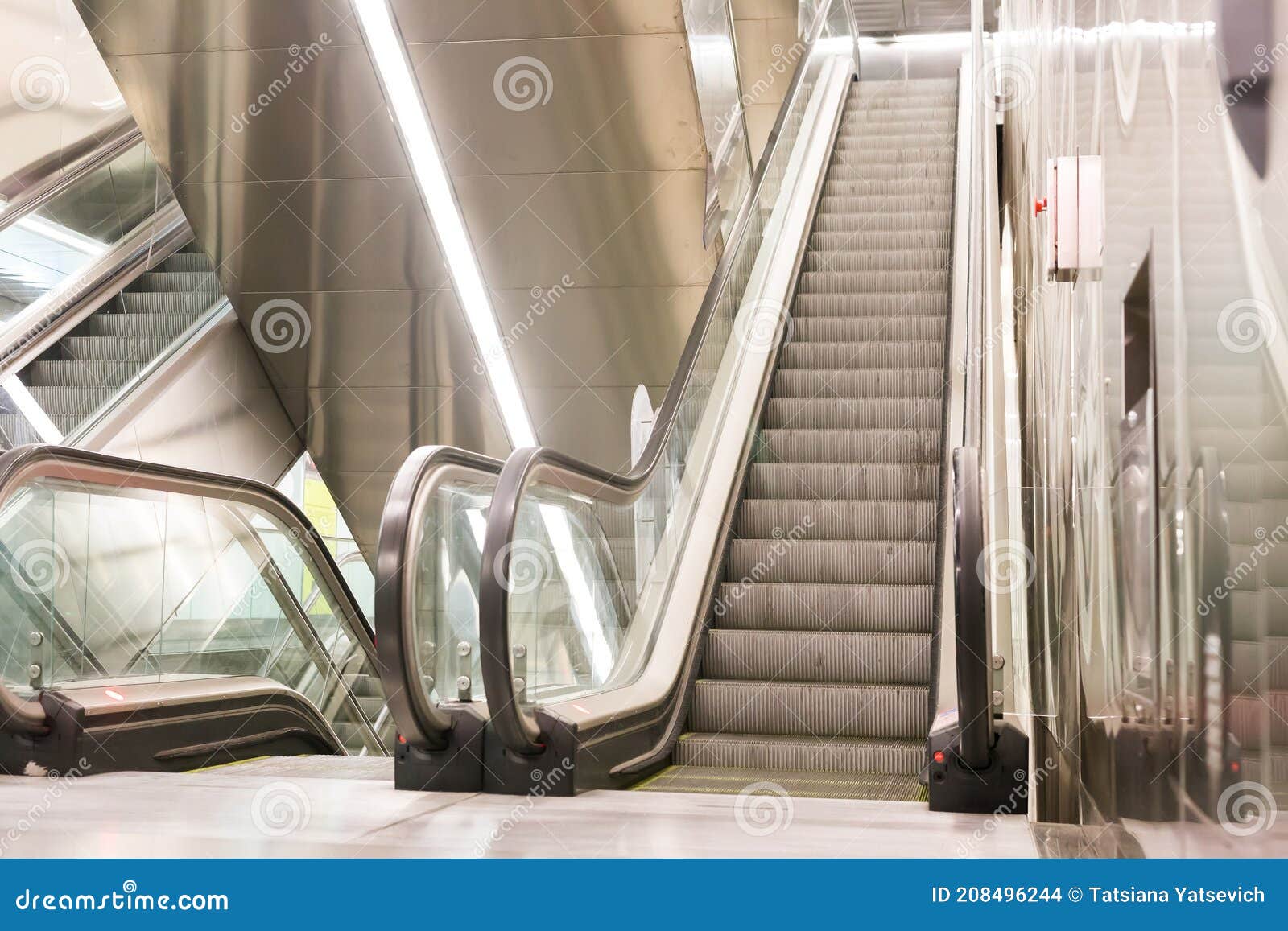 Line Escalators with Metal Coating Stock Photo - Image of escalator ...