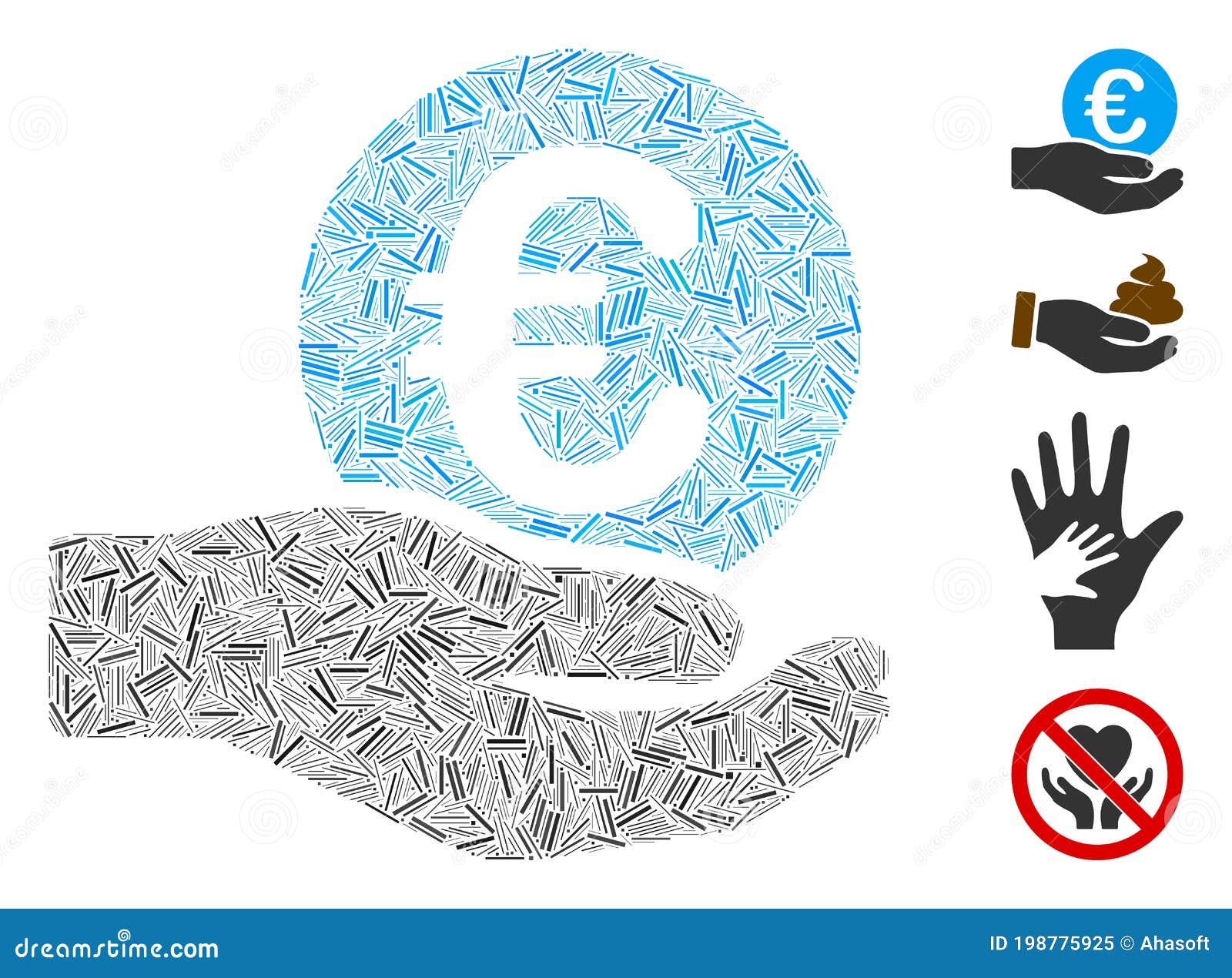 Line Euro Salary Hand Icon Vector Mosaic Stock Vector - Illustration of ...