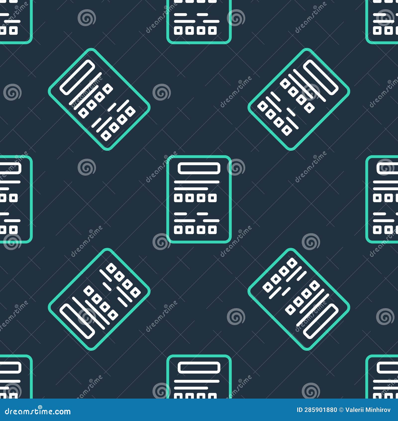 Line Exam Sheet Icon Isolated Seamless Pattern On Black Background ...