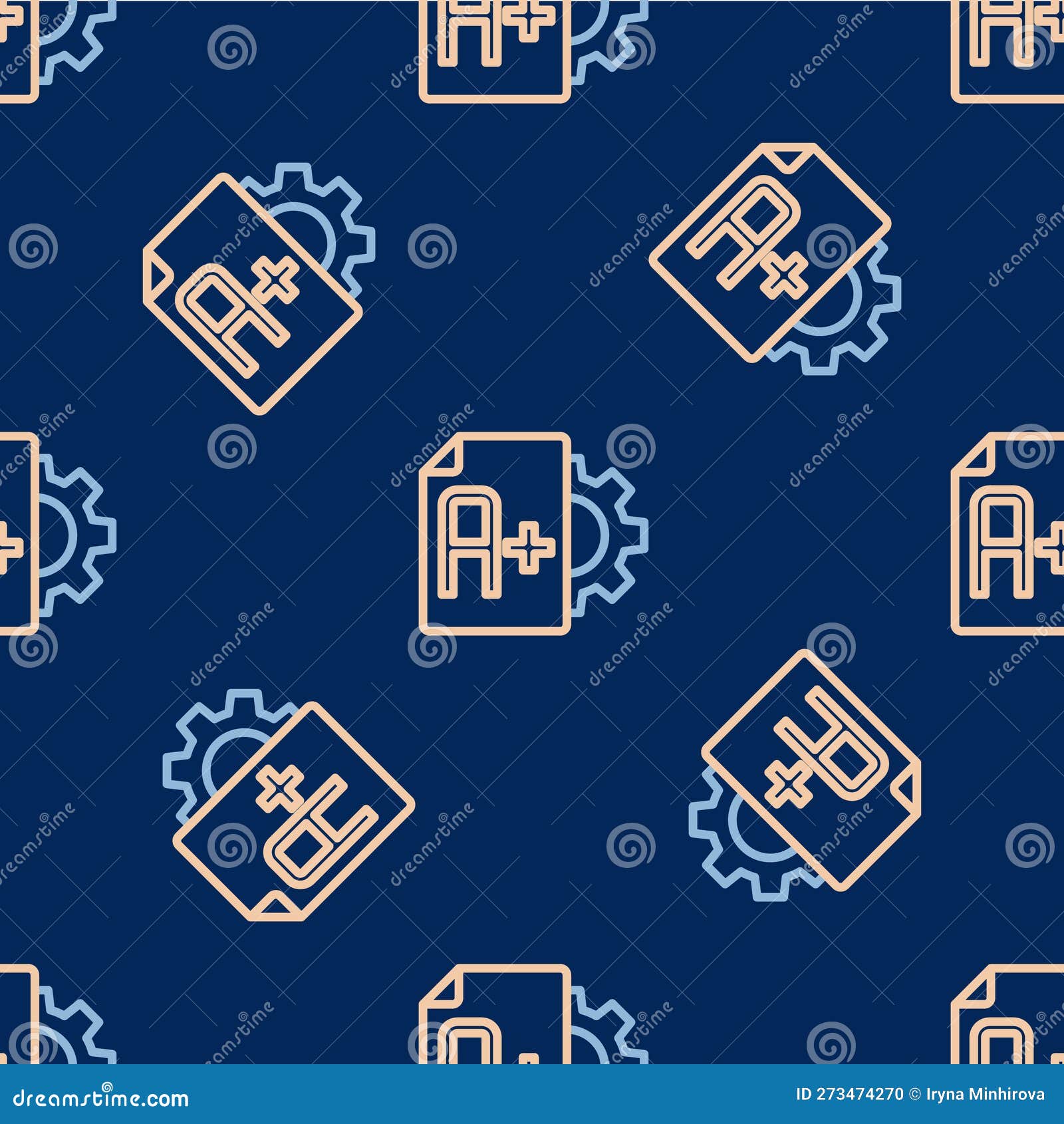 Line Exam Sheet with a Plus Grade Icon Isolated Seamless Pattern on ...