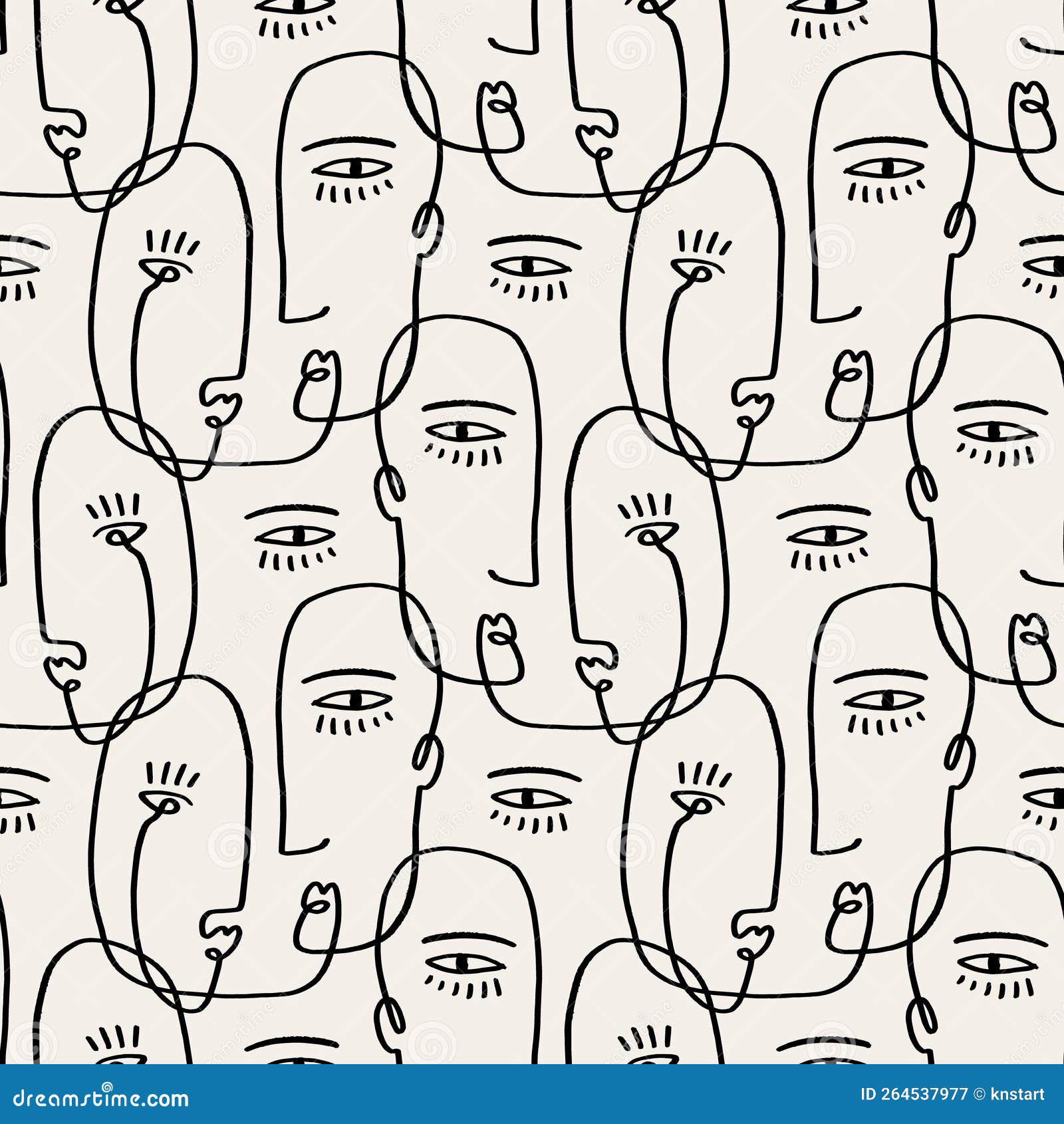 Line Faces Black and White Linear Boho Modern Abstract Artisan Vector ...