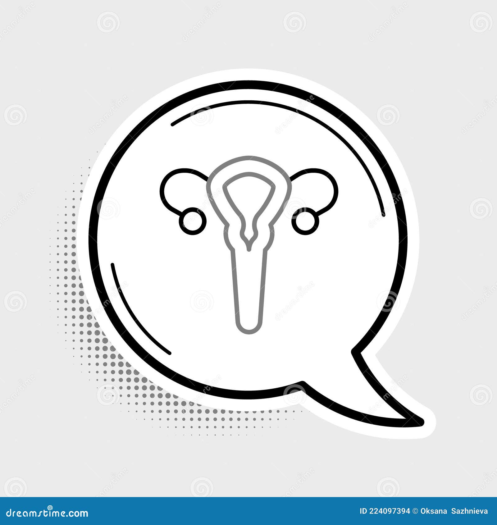 Line Female Reproductive System Icon Isolated On Grey Background