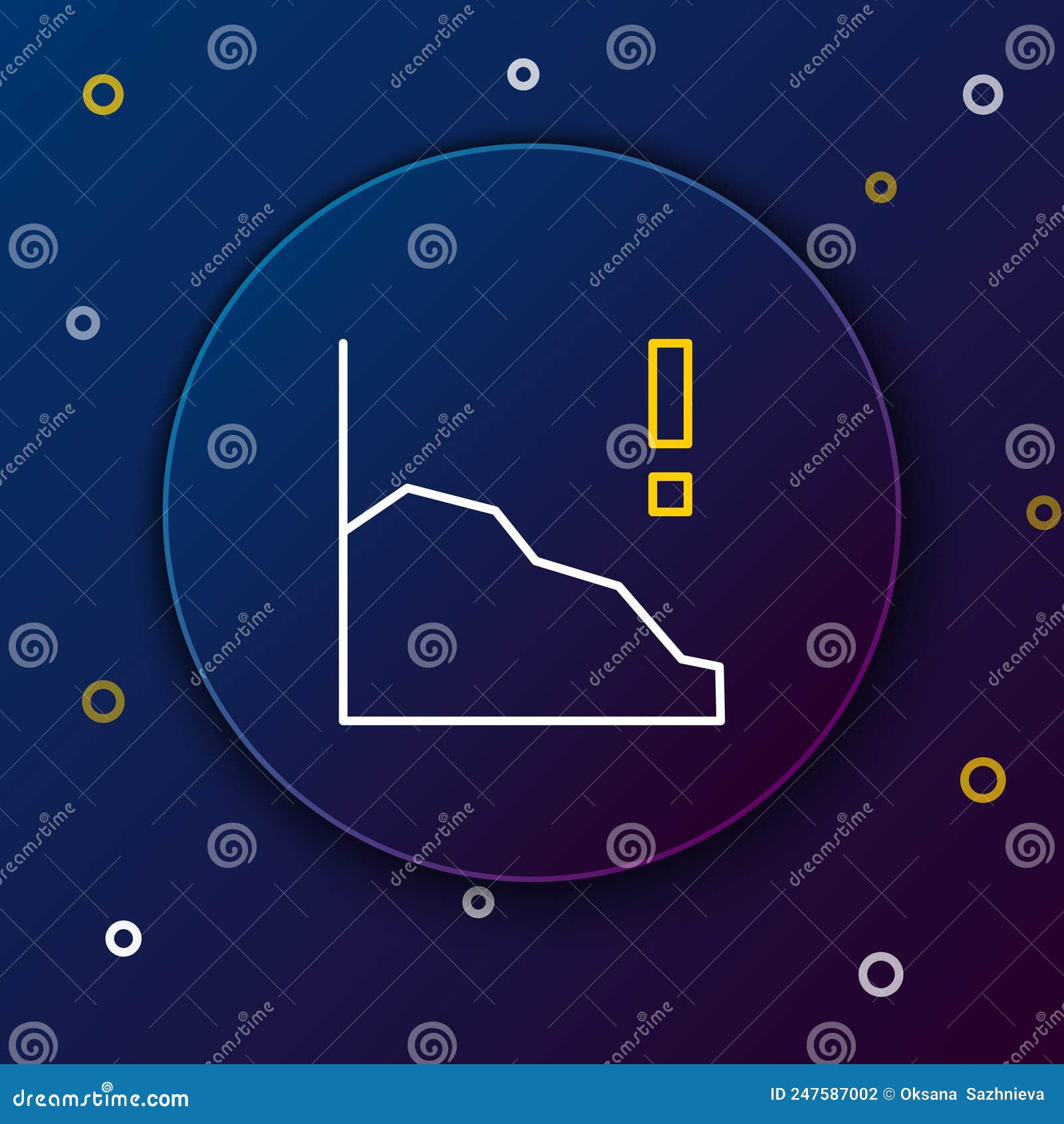 Line Financial Growth Decrease Icon Isolated on Blue Background. Increasing Revenue. Colorful ...