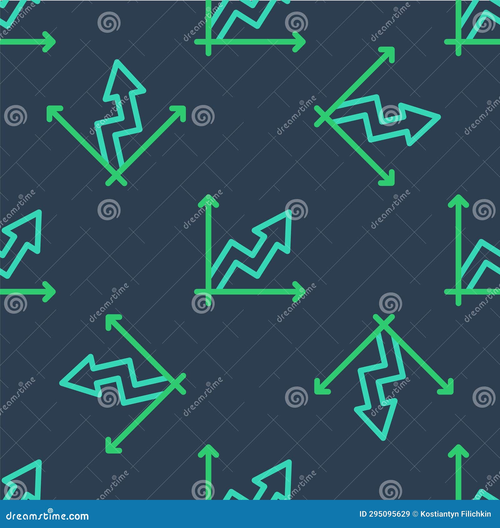 Line Financial Growth Increase Icon Isolated Seamless Pattern on Blue ...