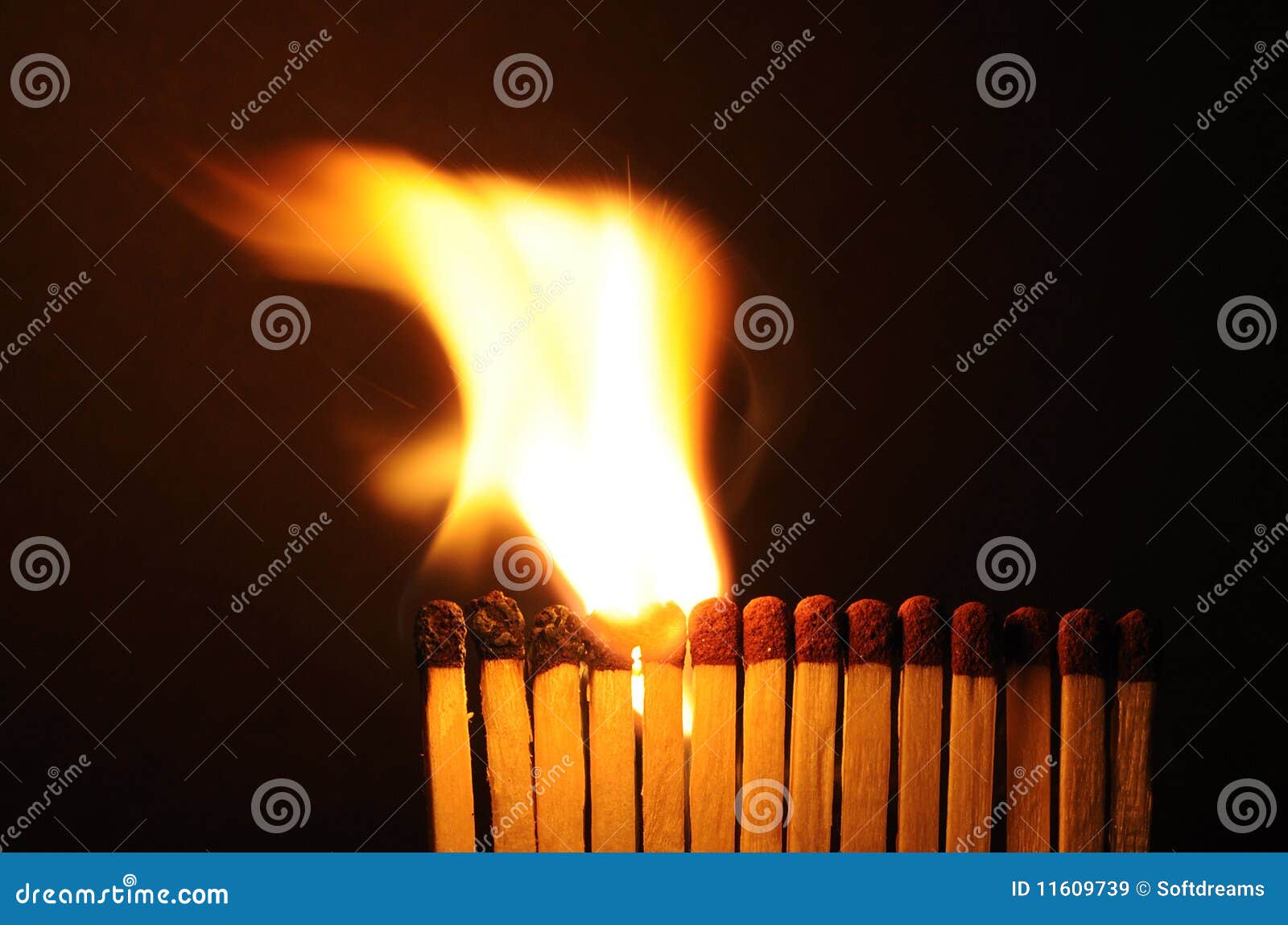 Line Of Matches Without Distance Where They Are Lit One By One ...