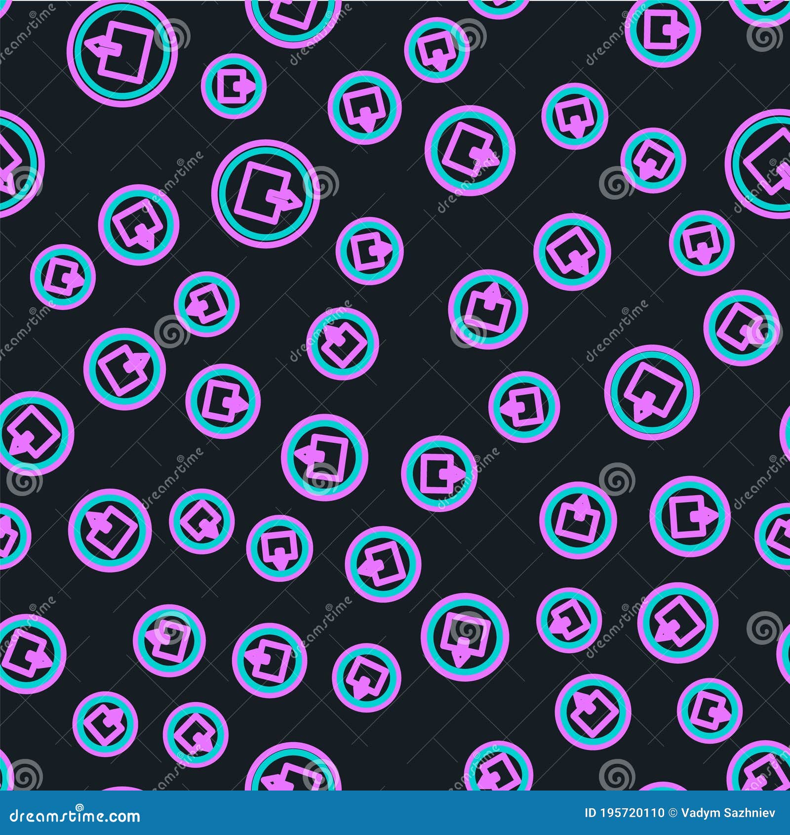 Line Fire Exit Icon Isolated Seamless Pattern on Black Background. Fire ...