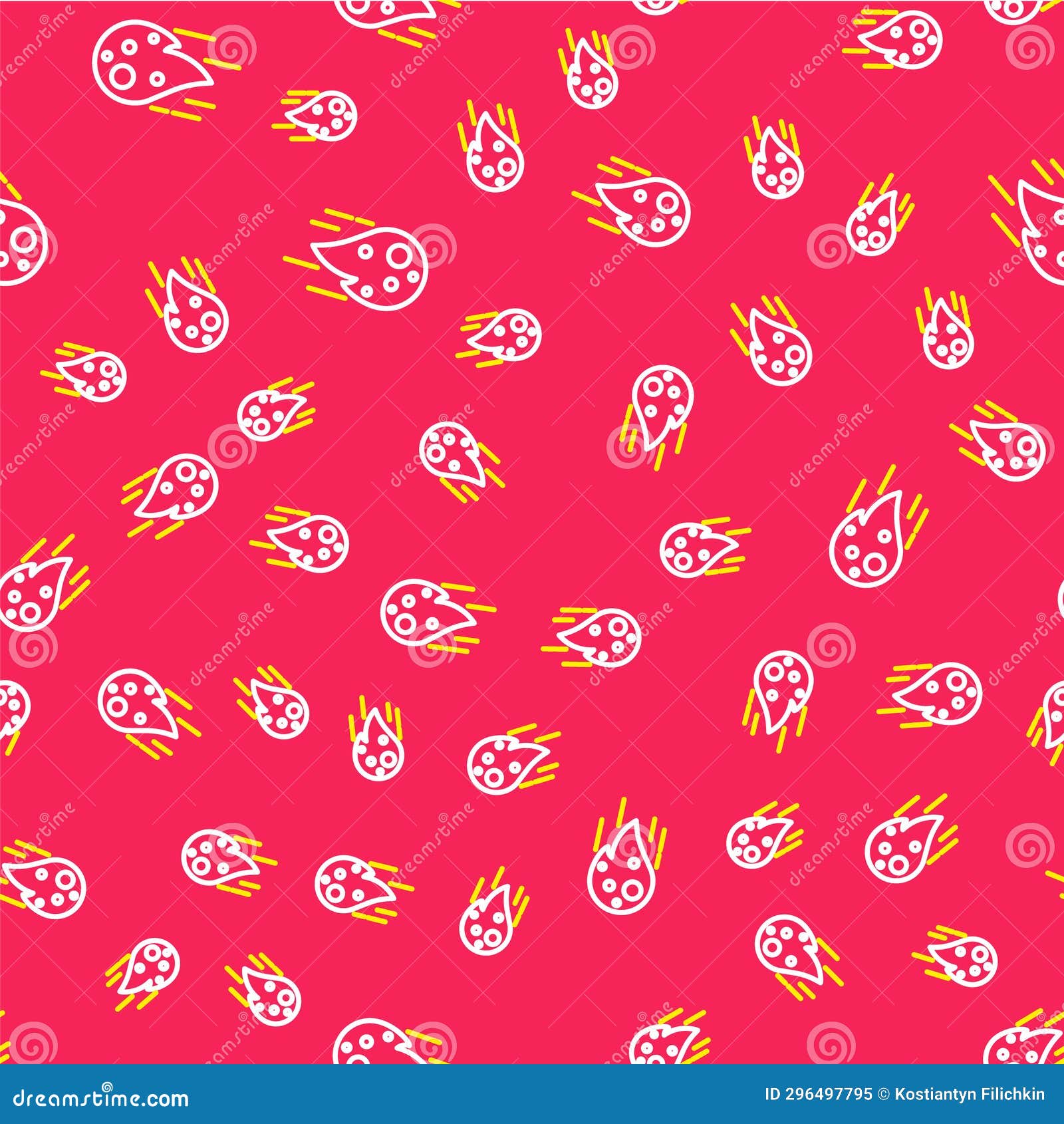 Line Fireball Icon Isolated Seamless Pattern on Red Background. Vector ...