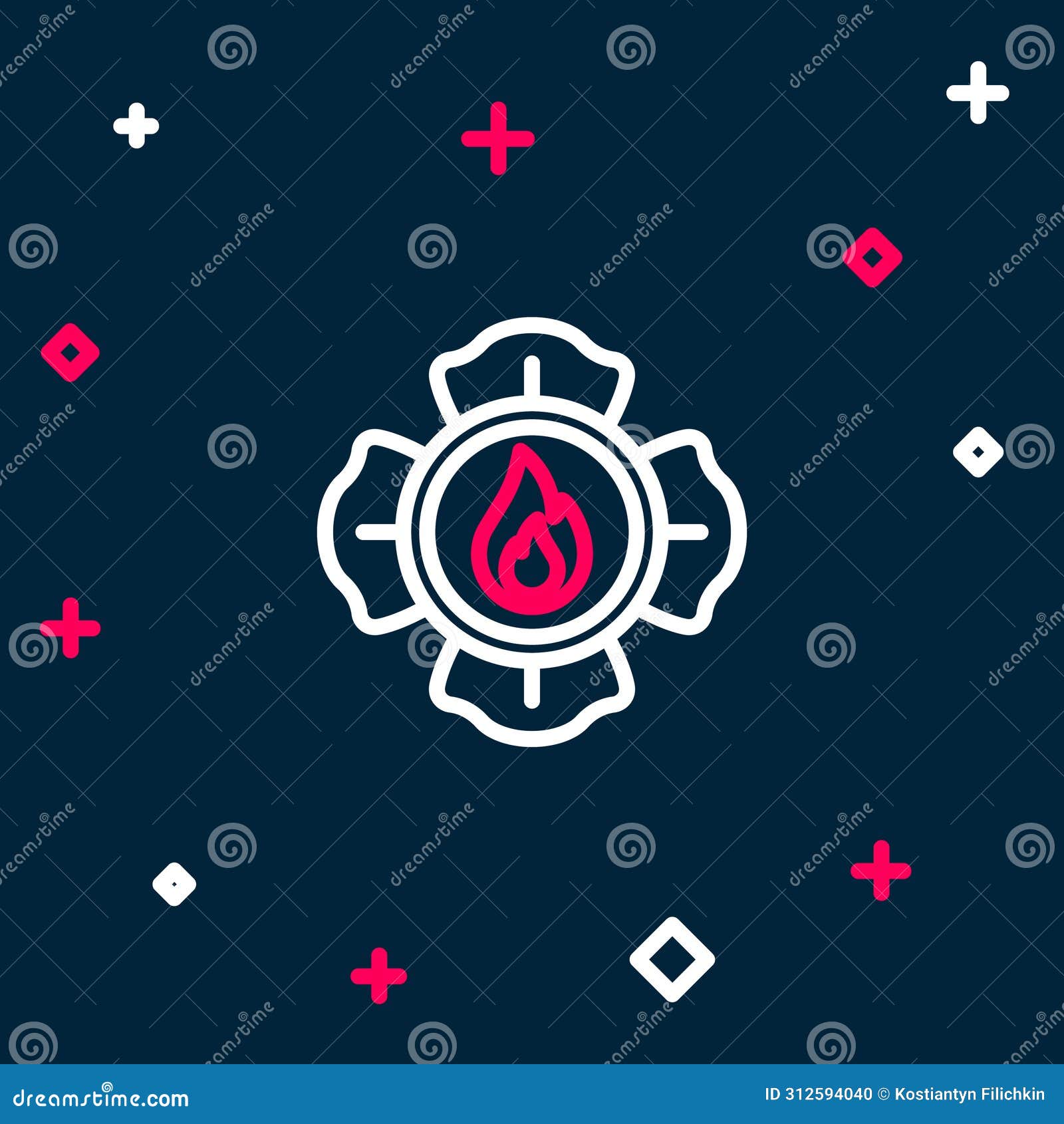 Line Firefighter Icon Isolated on Blue Background. Colorful Outline ...