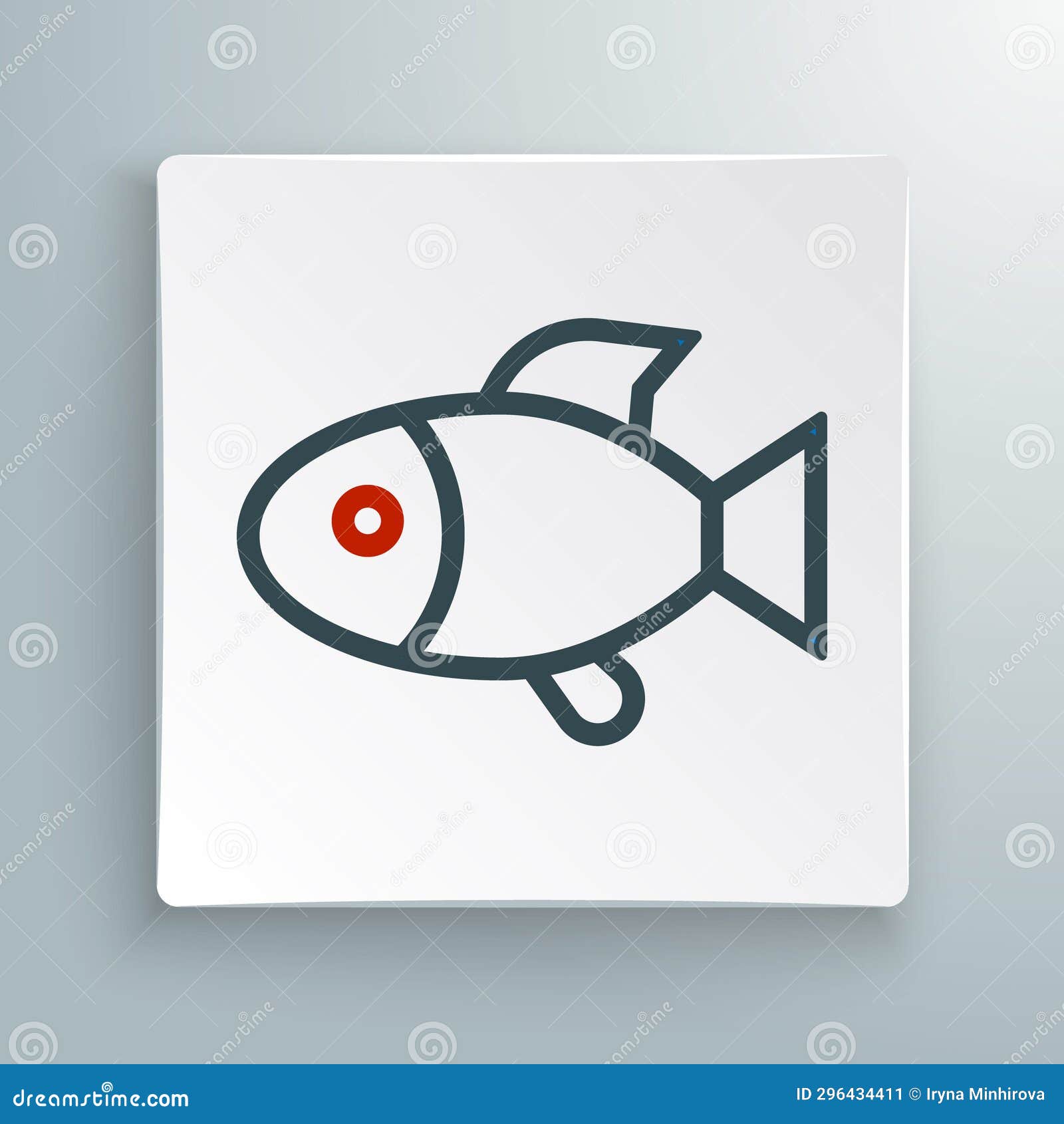 Line Fish Icon Isolated on White Background. Colorful Outline Concept ...