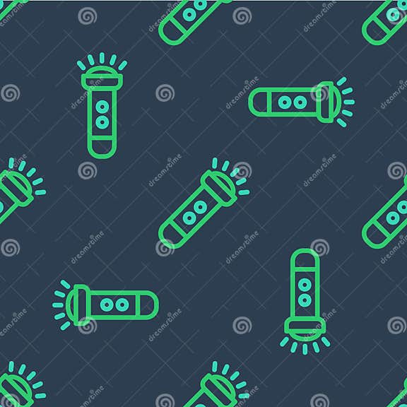 Line Flashlight Icon Isolated Seamless Pattern on Blue Background ...