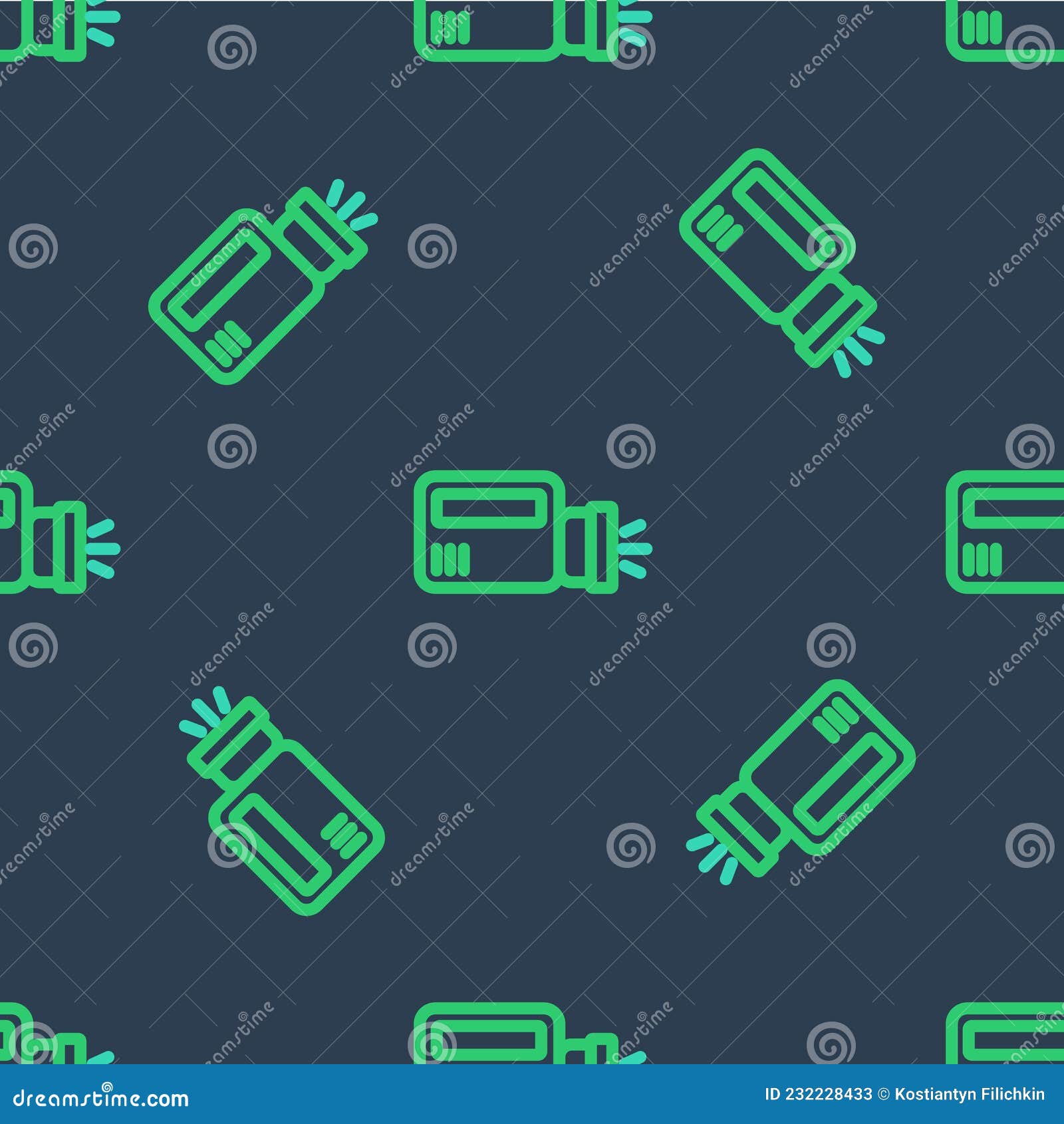 Line Flashlight Icon Isolated Seamless Pattern on Blue Background ...