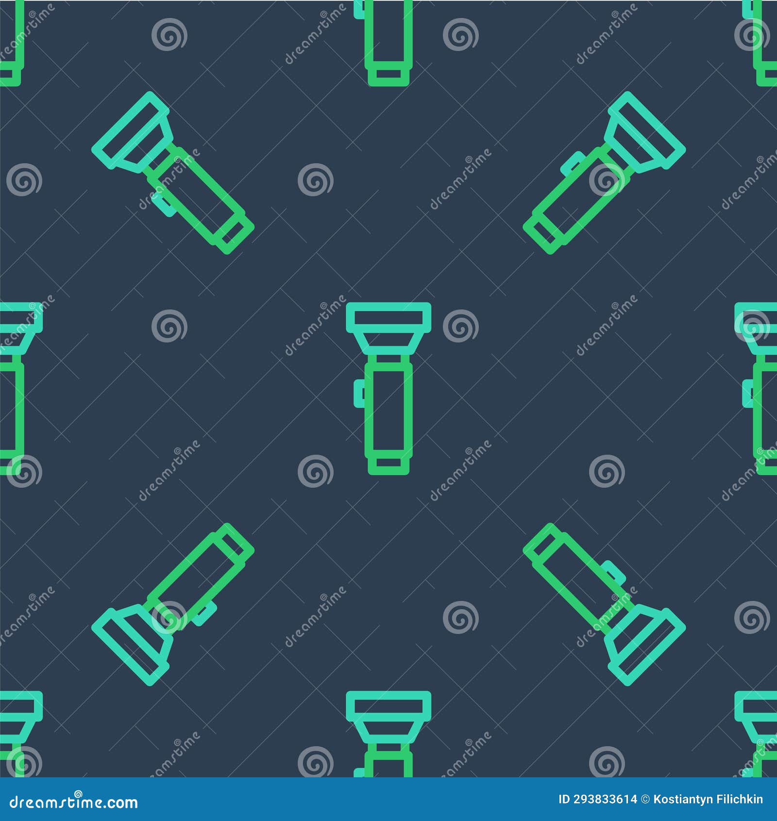 Line Flashlight Icon Isolated Seamless Pattern on Blue Background ...