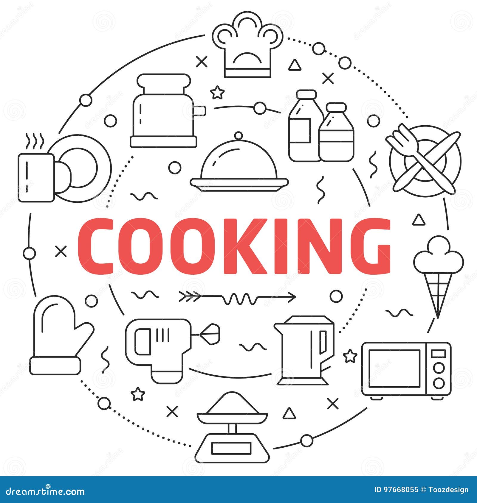 Line Flat Circle Illustration Cooking Stock Vector - Illustration of ...