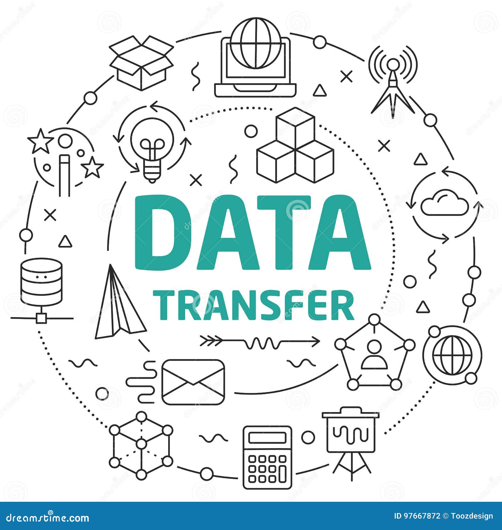 Line Flat Circle Illustration Data Transfer Stock Vector - Illustration ...