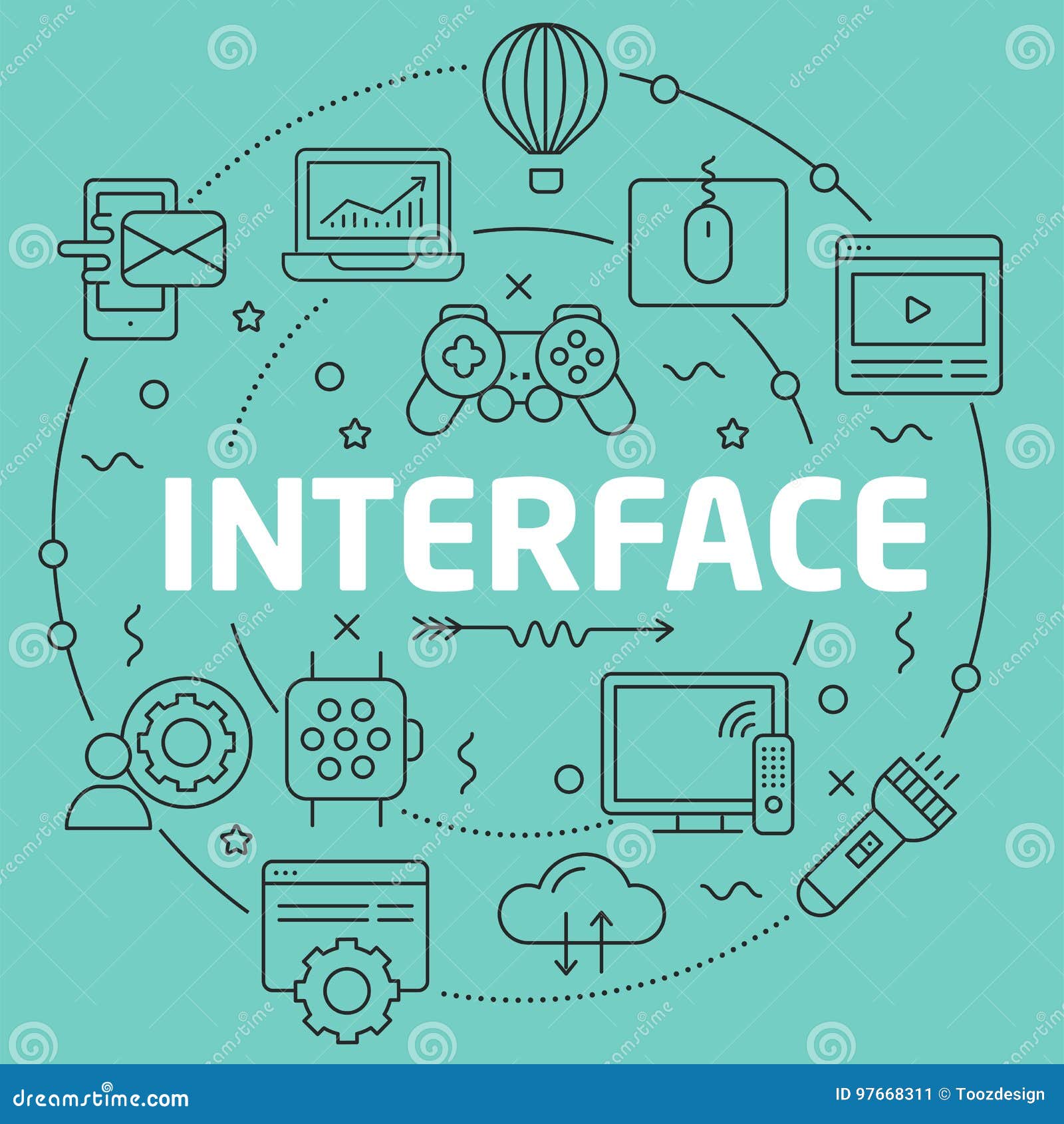 Line Flat Circle Illustration Interface Stock Vector - Illustration of ...