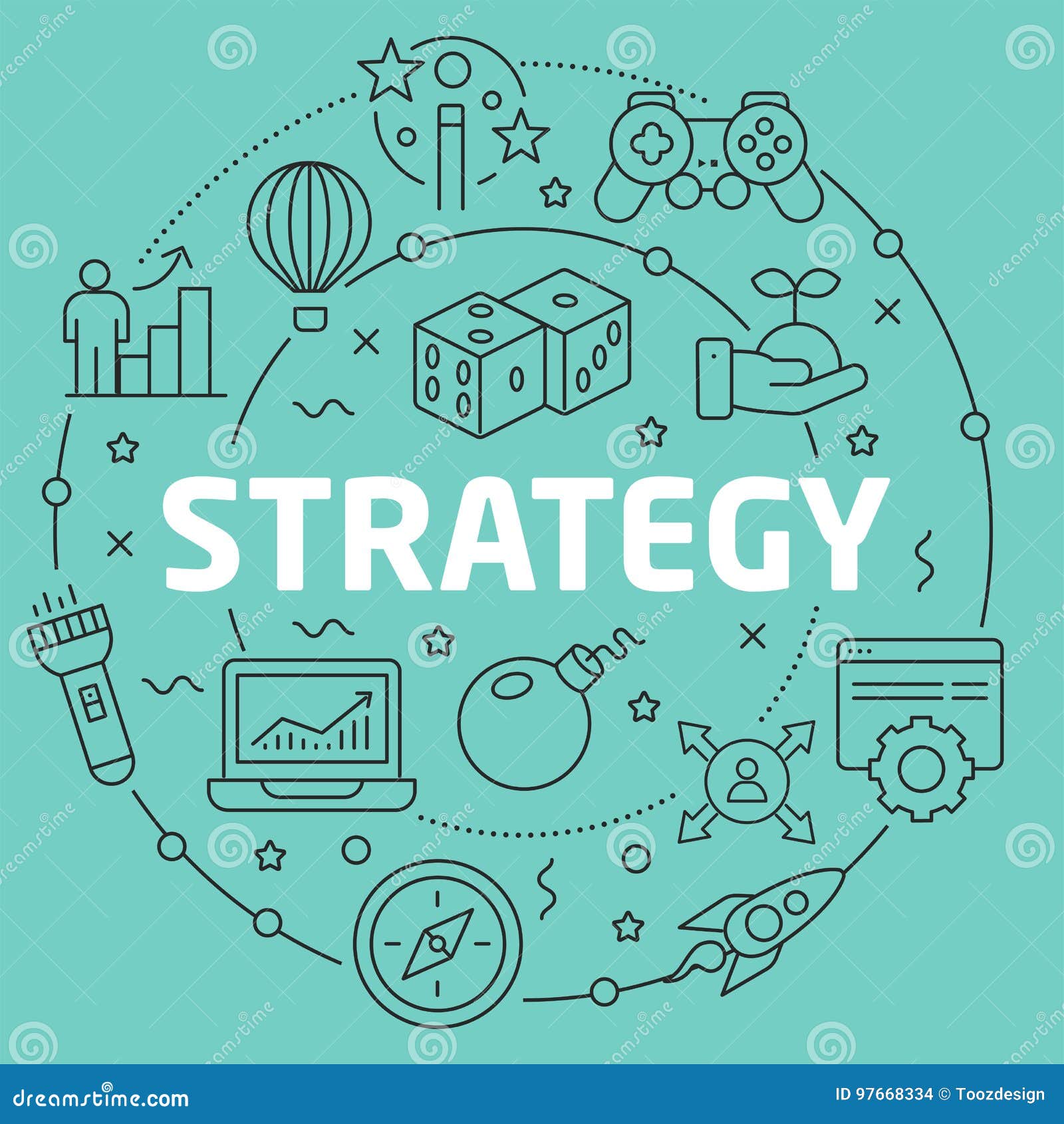 Line Flat Circle Illustration Strategy Stock Vector - Illustration of ...