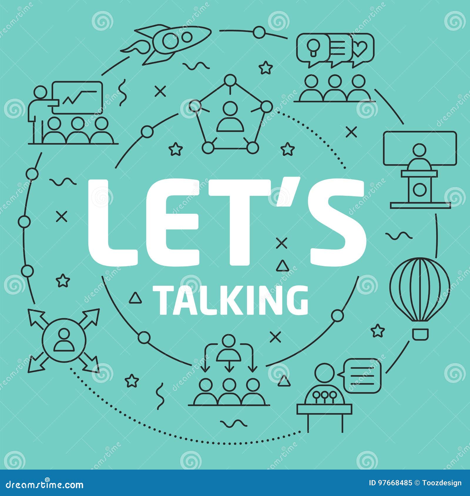 Line Flat Circle Illustration Talking Stock Vector - Illustration of ...