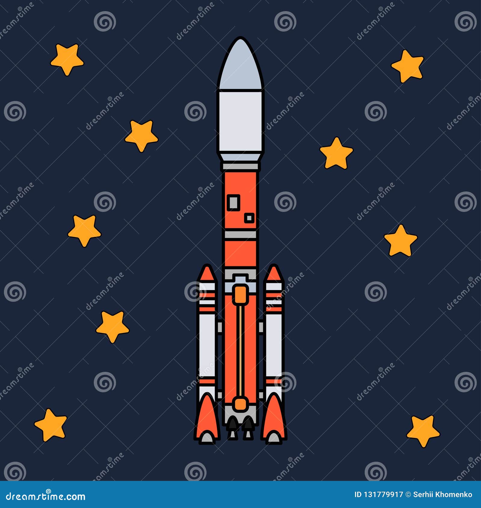 Line Flat Color Vector Icon Elements of Aerospace Program Multistage ...