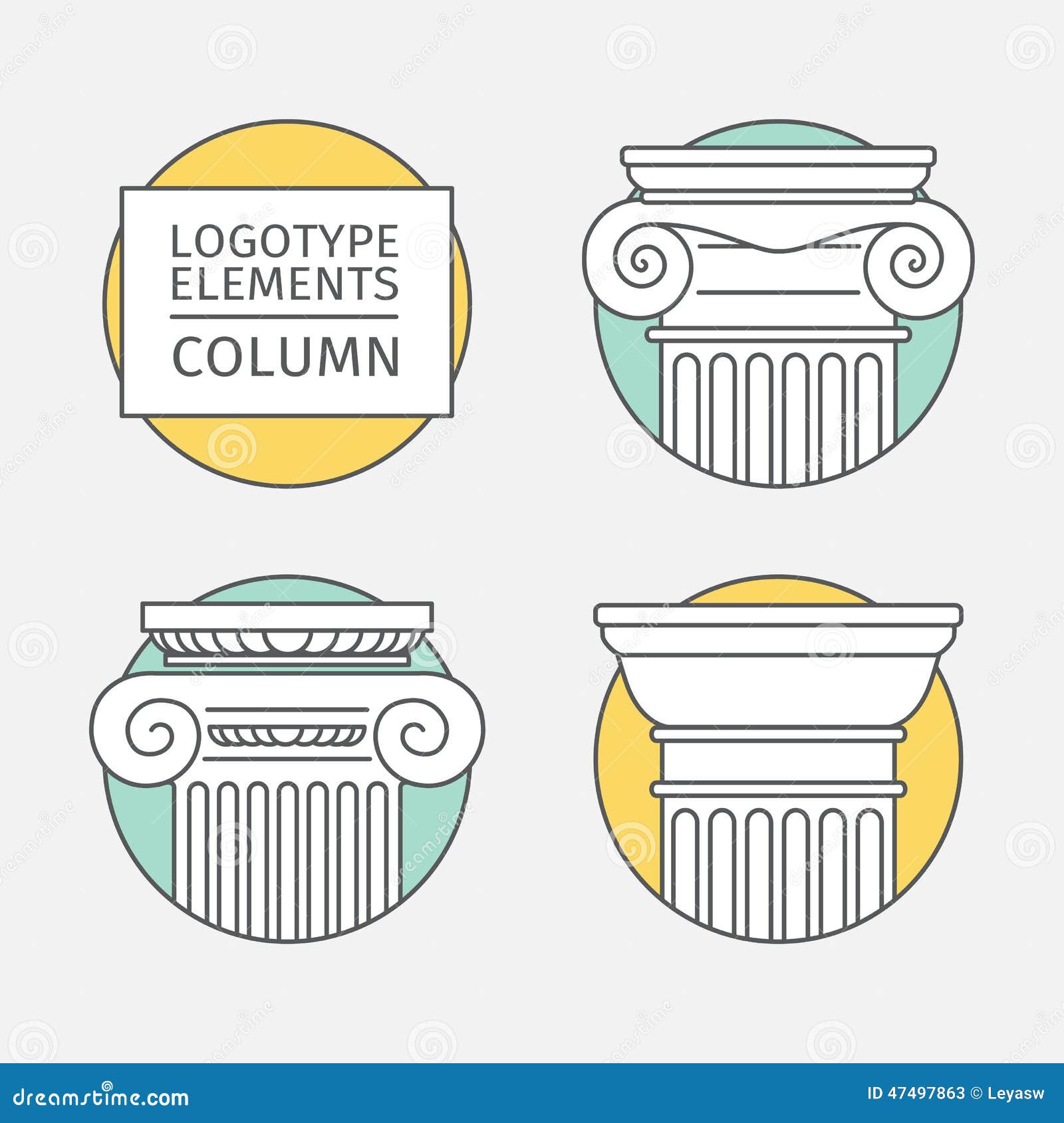 Line Flat Icons Columns. Elements of a Corporate Logo. Vector Set Stock ...