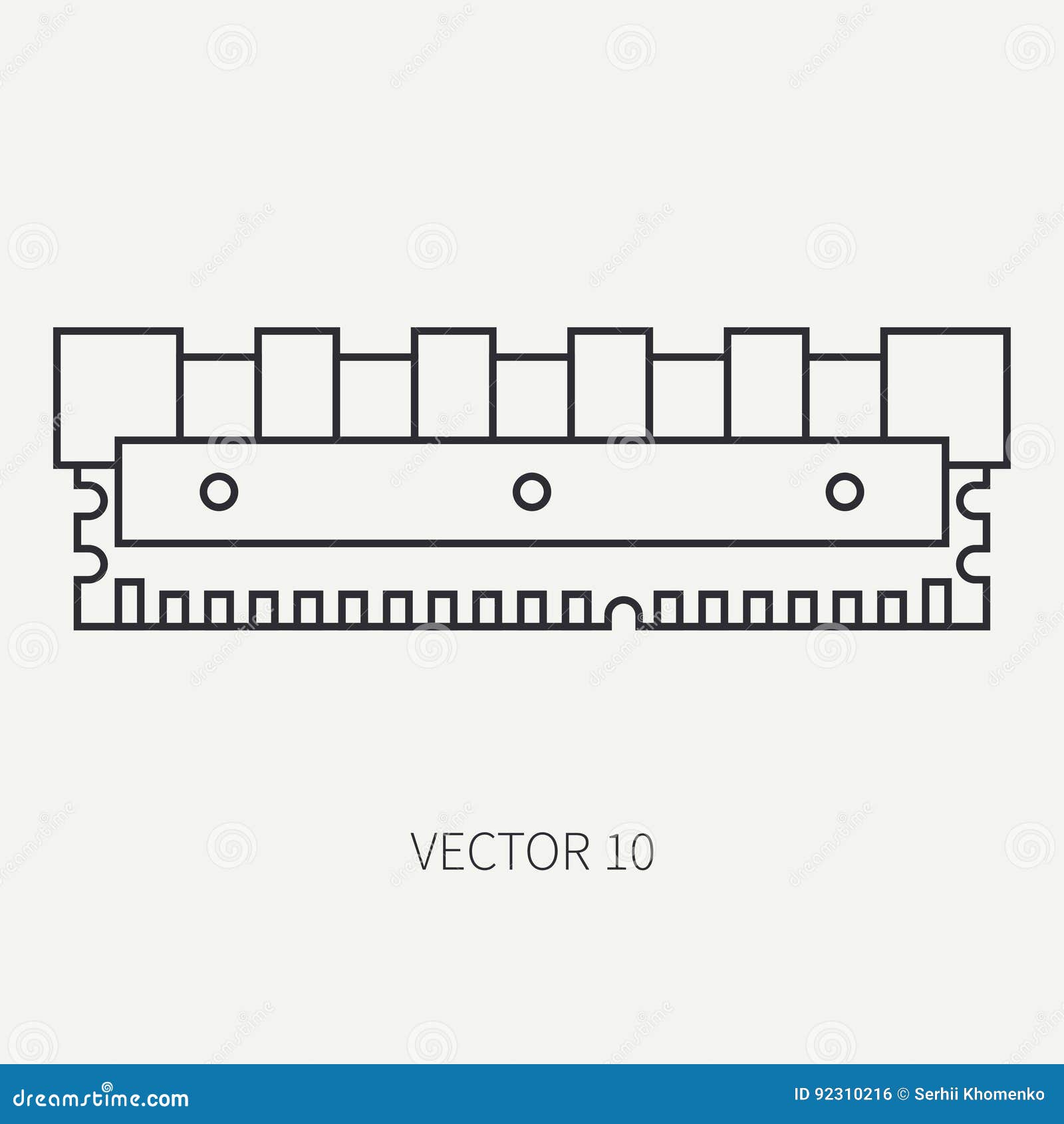Line Flat Vector Computer Part Icon Data Storage. Cartoon Style ...