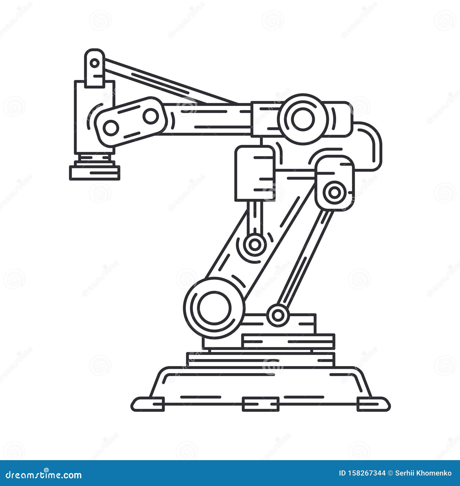 Line Flat Vector Icon Factory Conveyor Robot Arm System. Automatic ...