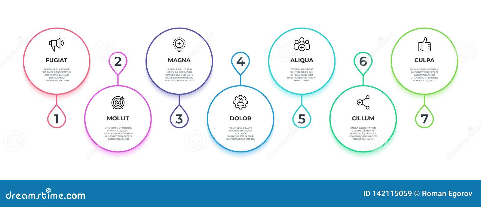Line Flow Infographic. 4 Steps Circle Workflow Diagram, Business ...