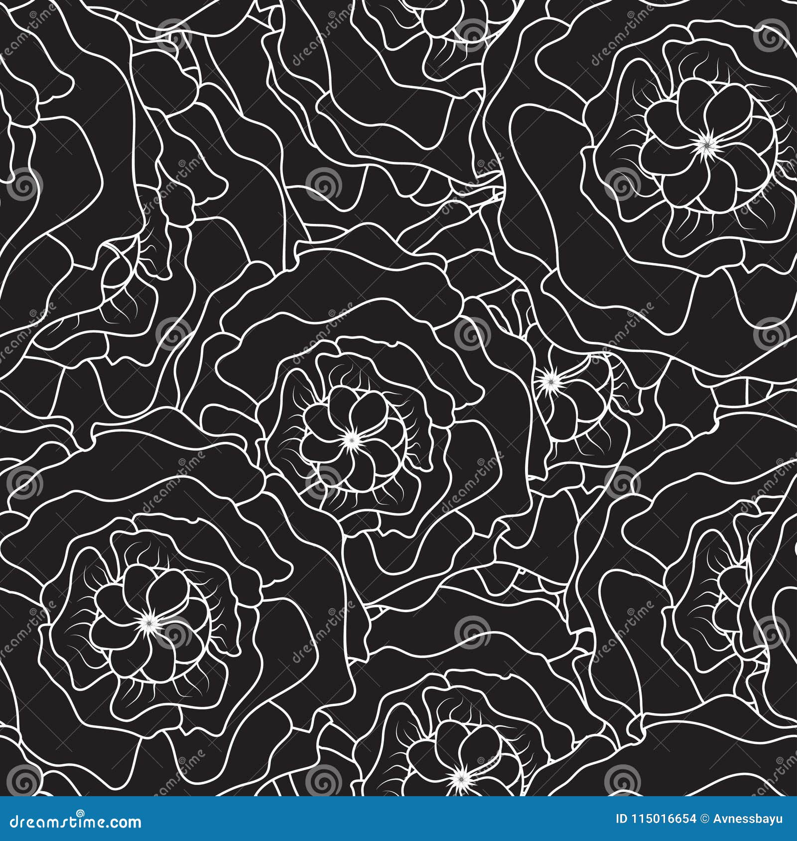 Line Flower Pattern Black Flow Stock Vector - Illustration of abstract ...