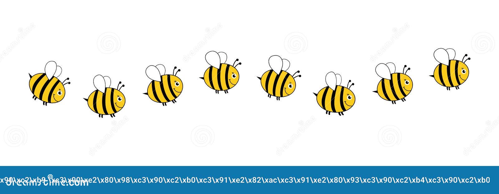Cute Bees With Dotted Route. Flying Cartoon Bee Character. Royalty-Free ...