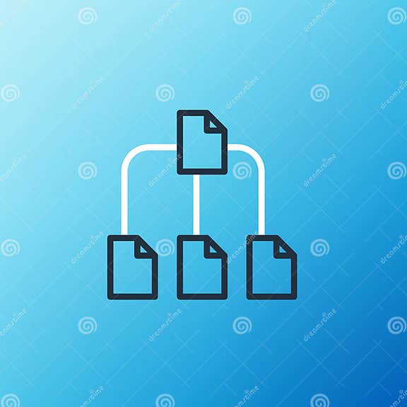 Line Folder Tree Icon Isolated on Blue Background. Computer Network ...