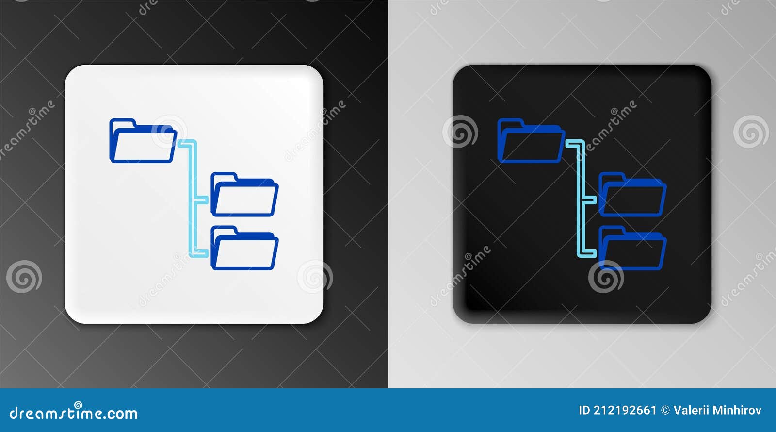 Line Folder Tree Icon Isolated on Grey Background. Computer Network File Folder Organization ...