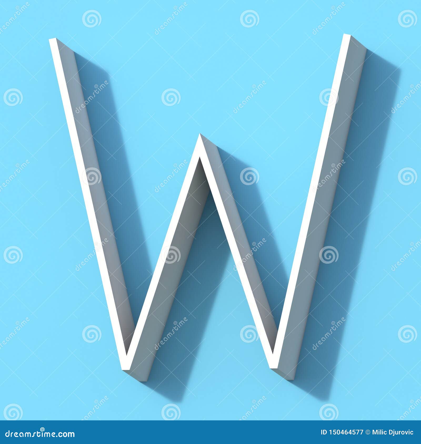 Line Font with Shadow Letter W 3D Stock Illustration - Illustration of ...