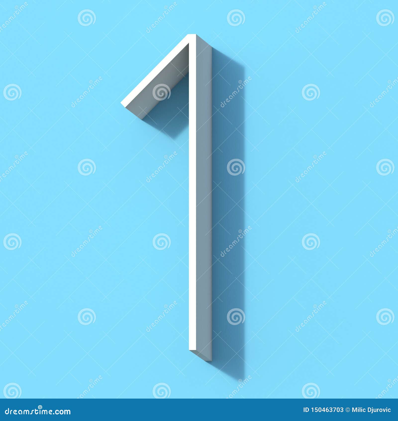 Line Font with Shadow Number 1 ONE 3D Stock Illustration - Illustration ...