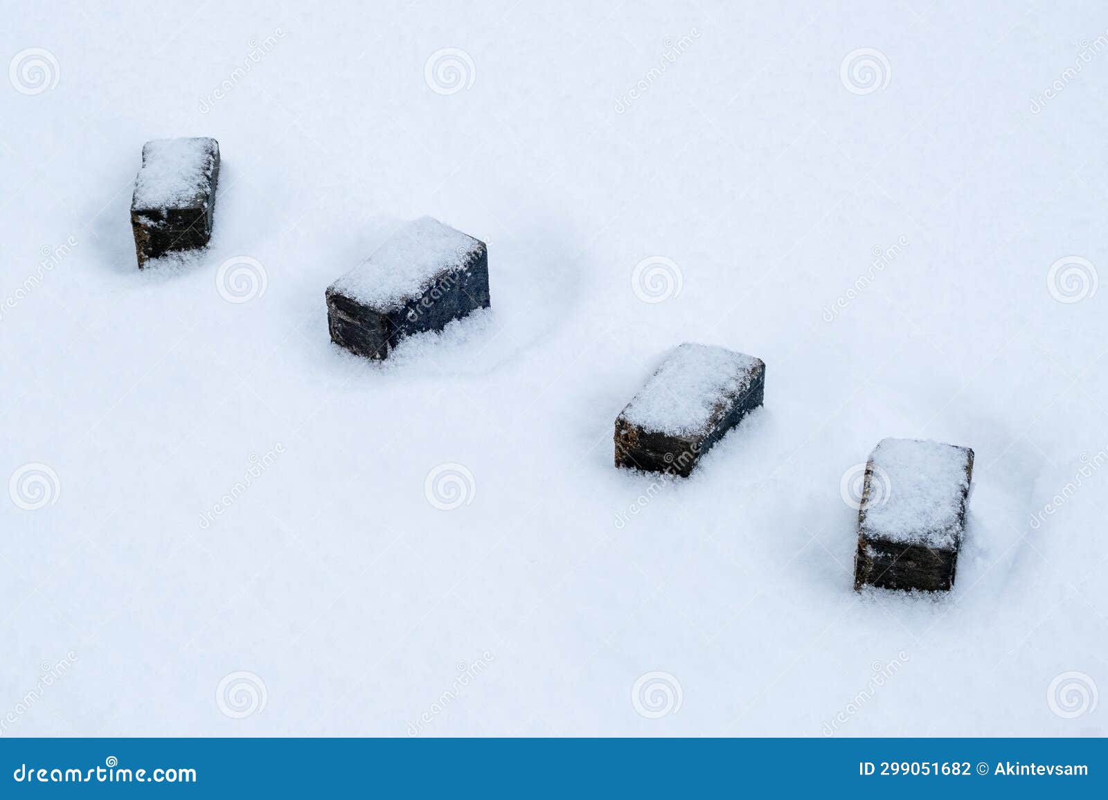 New Blocks of Paving Stones in the Snow Stock Photo - Image of sidewalk ...