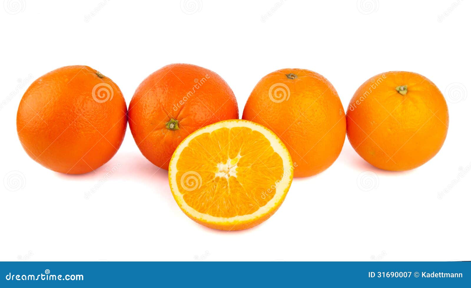 Line of Four Oranges and One in Front Stock Image - Image of lemon ...