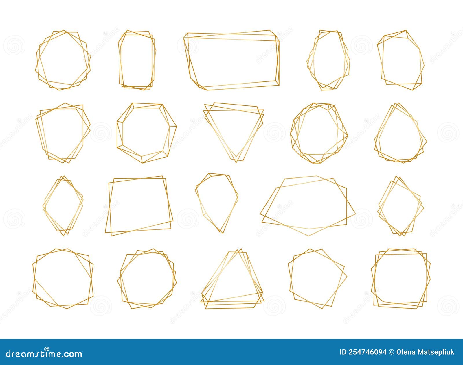 Line Frames with Golden Gradient for Wedding Invitation Card, Different ...