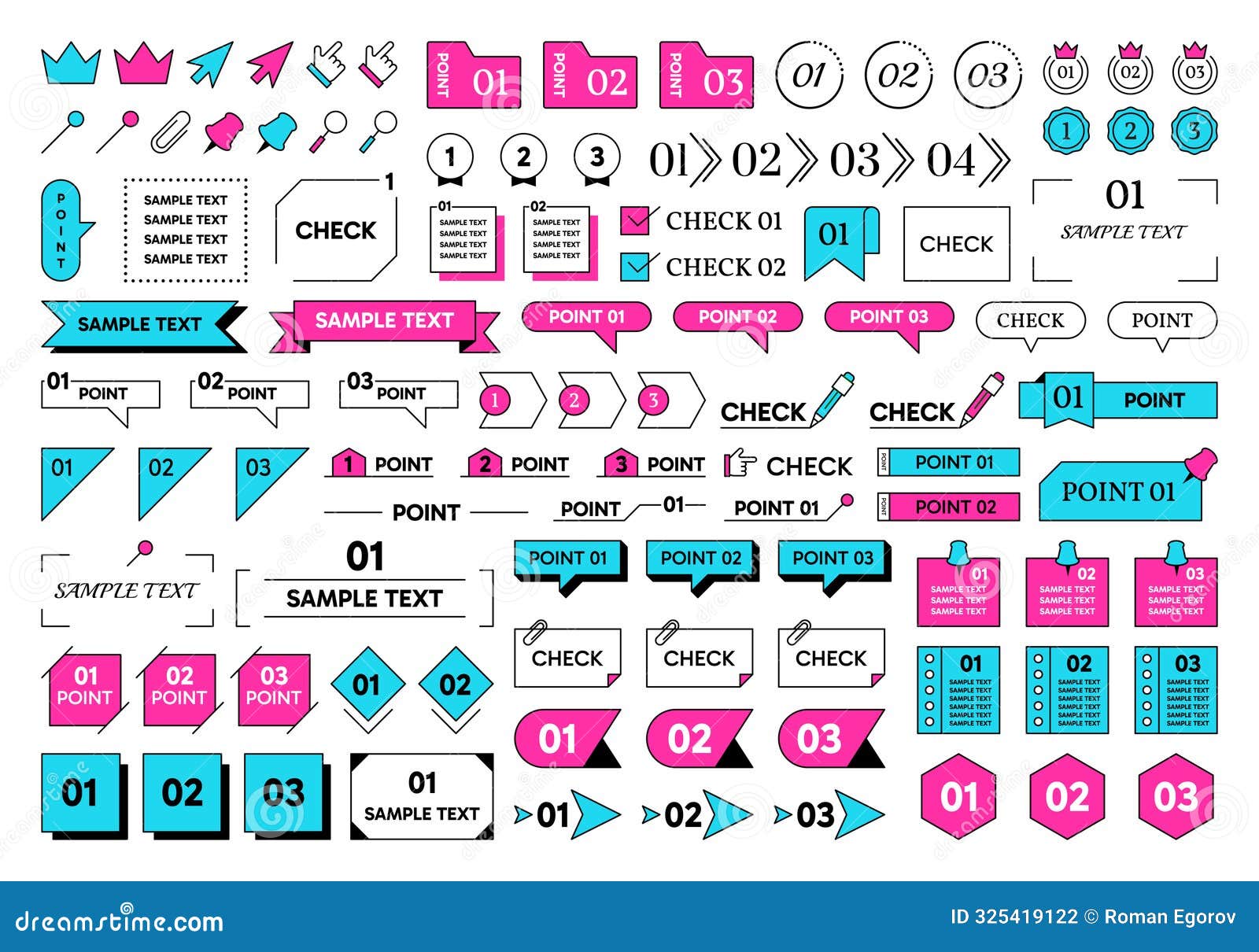 Line Frames. Text Title Design. Check Point. Bullet Icon or Ribbon ...