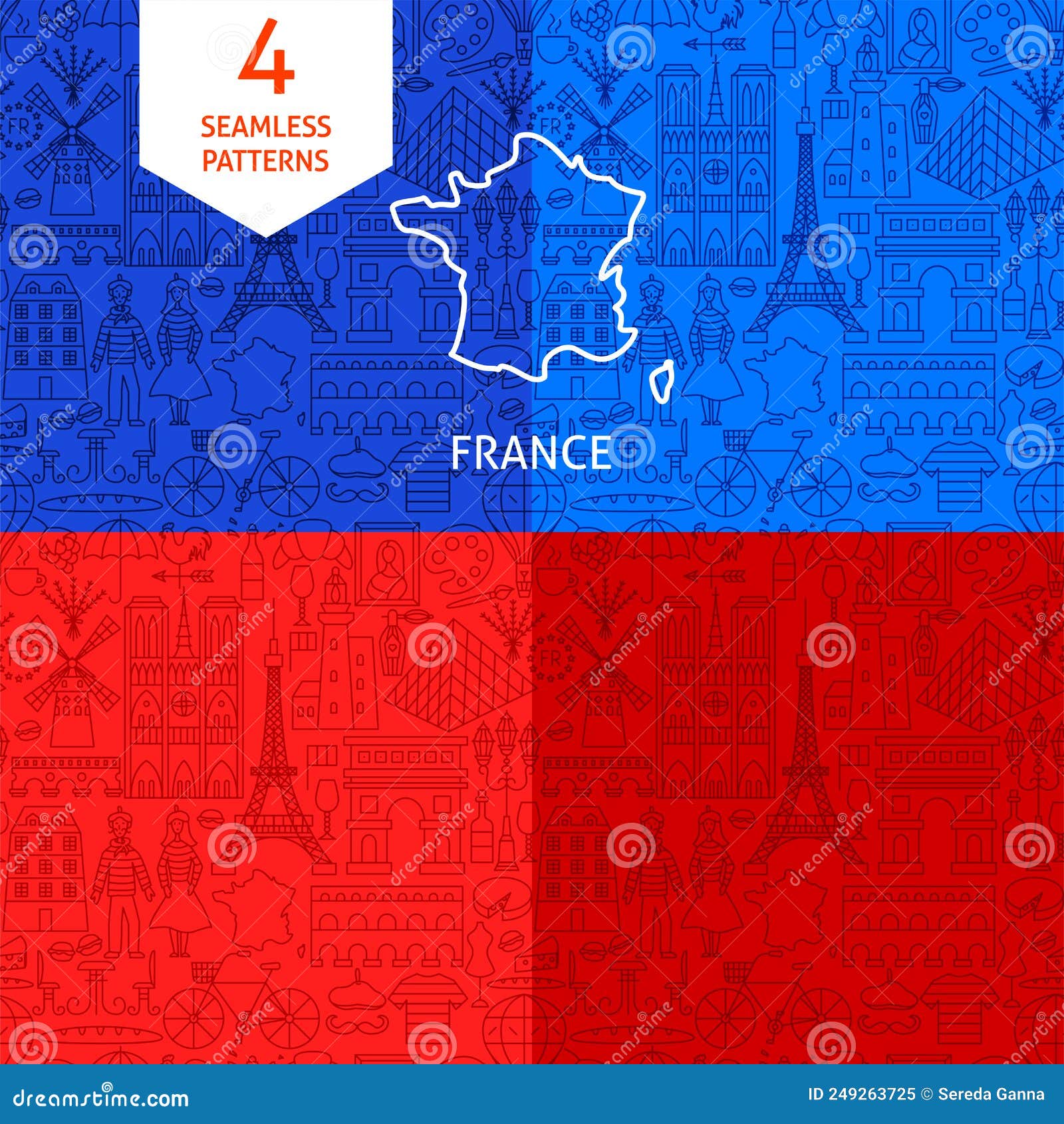 Line France Patterns stock vector. Illustration of artist - 249263725
