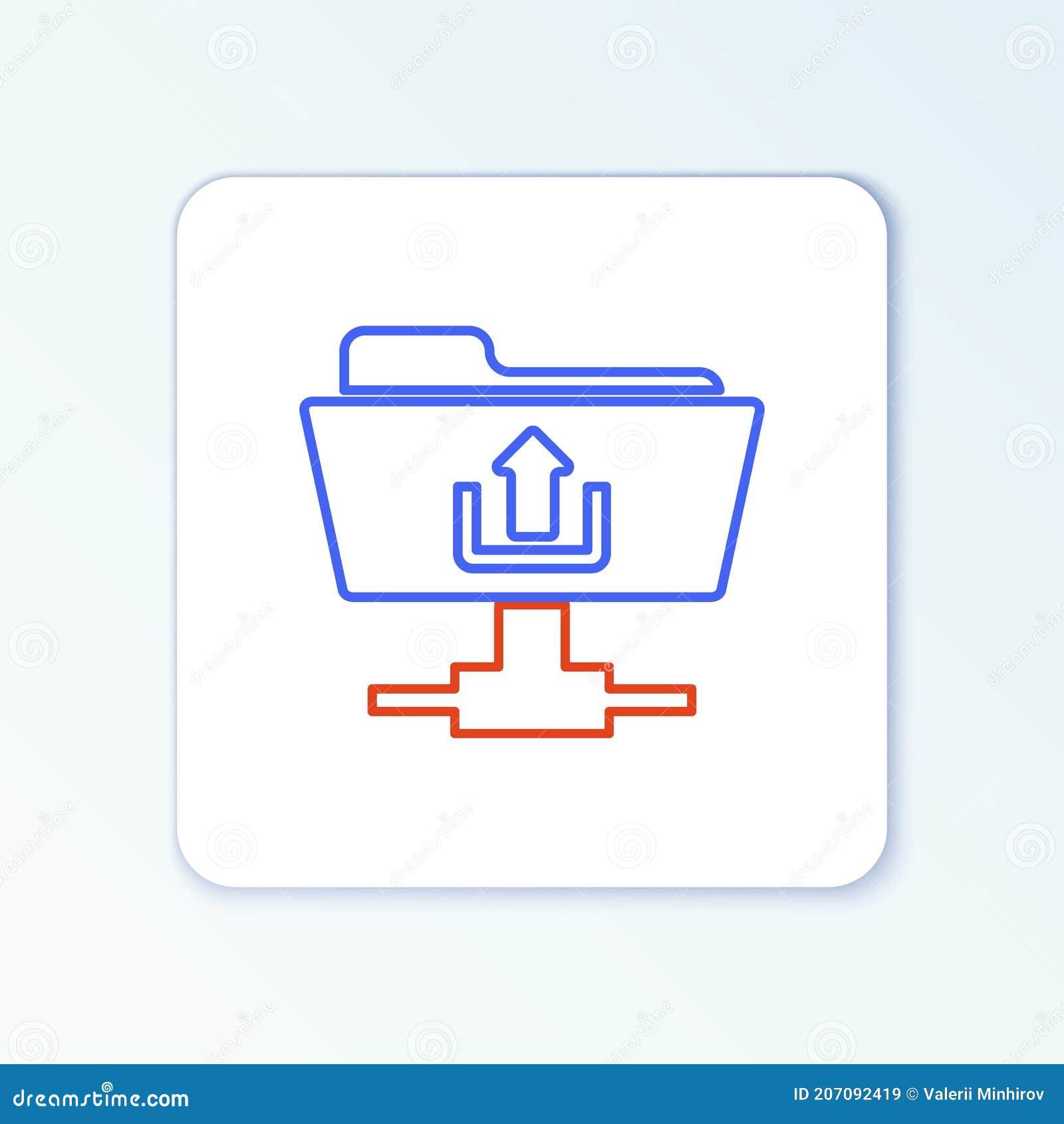 Line FTP Folder Upload Icon Isolated on White Background. Software ...