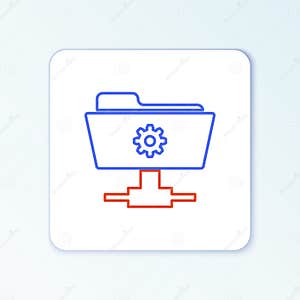 Line FTP Settings Folder Icon Isolated On White Background Software Update Transfer Protocol 