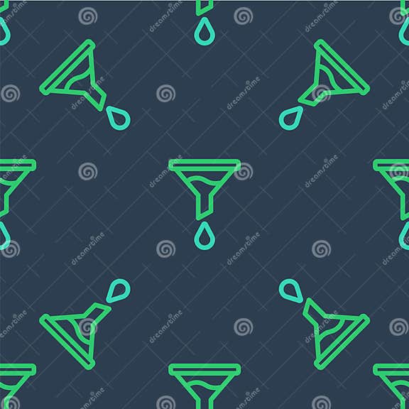 Line Funnel or Filter Icon Isolated Seamless Pattern on Blue Background ...