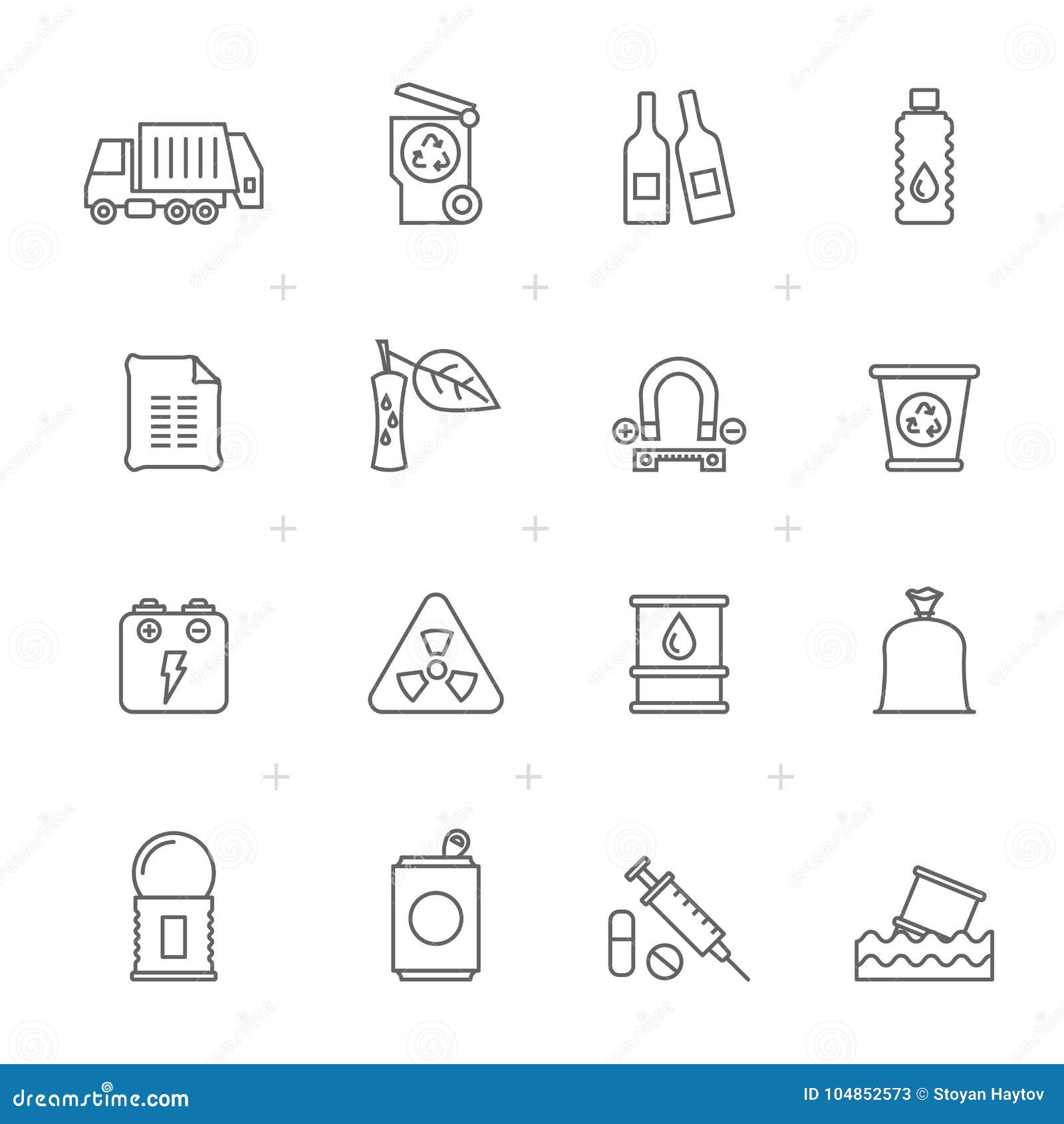 Line Garbage and Rubbish Icons Stock Vector - Illustration of apple ...