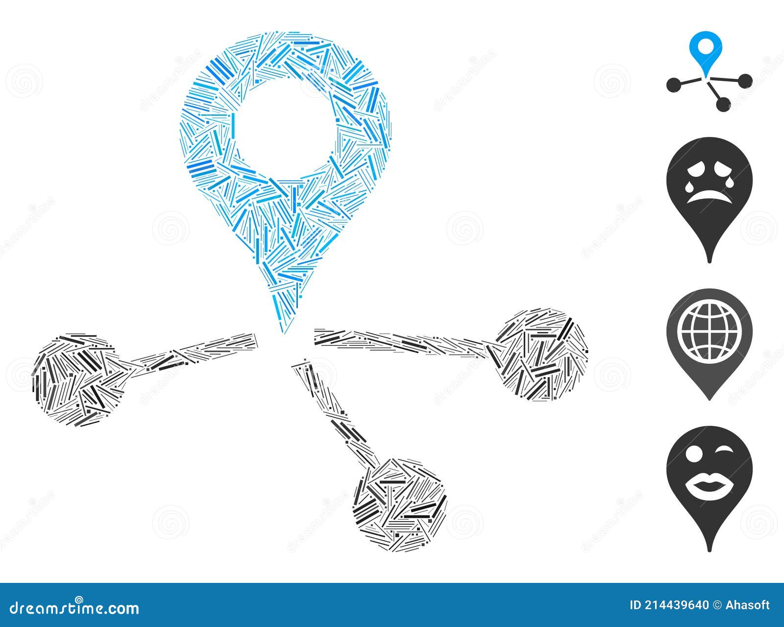 Line Geo Network Icon Vector Collage Stock Vector - Illustration of ...