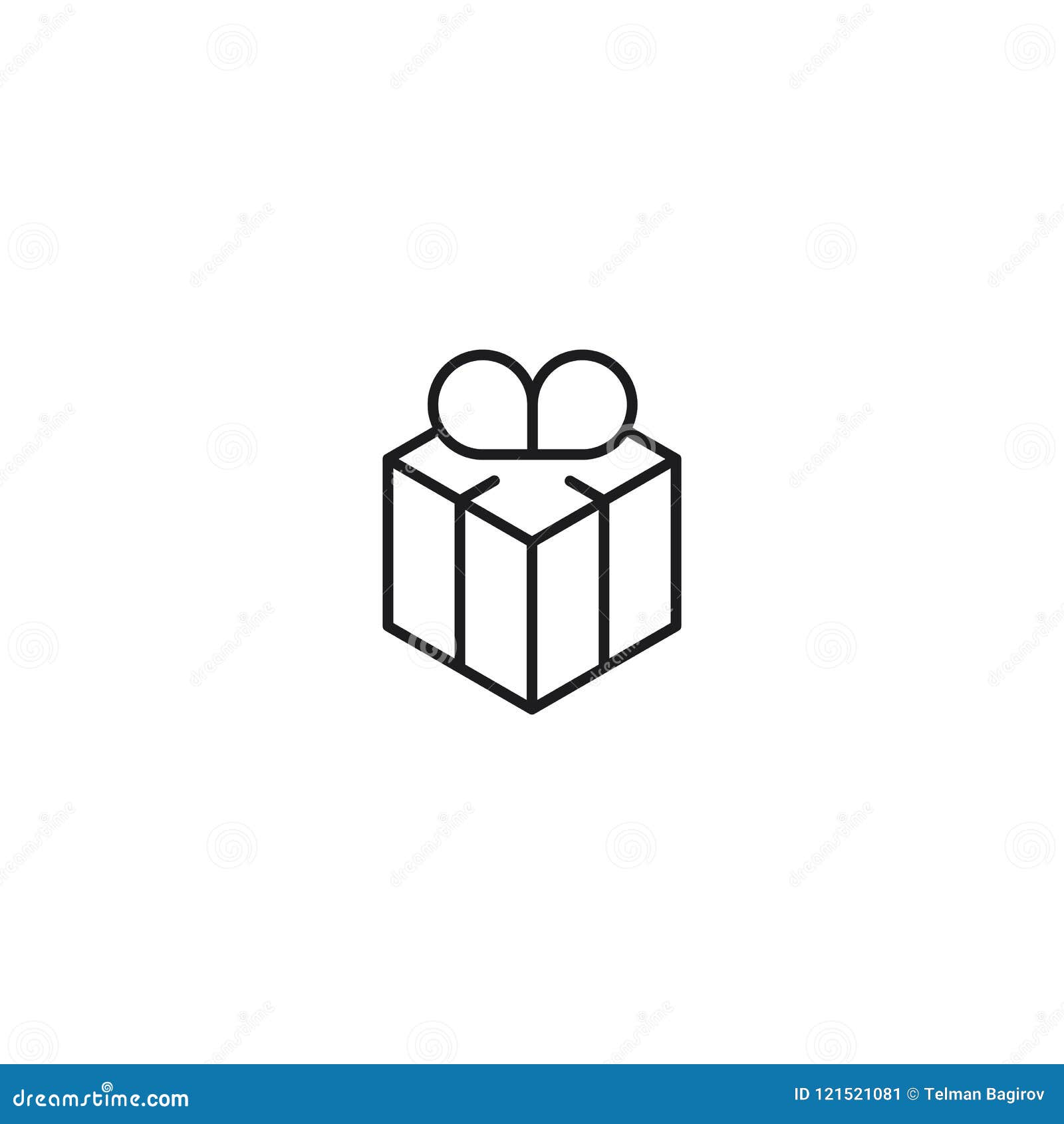 Line Gift Icon on White Background Stock Illustration - Illustration of ...