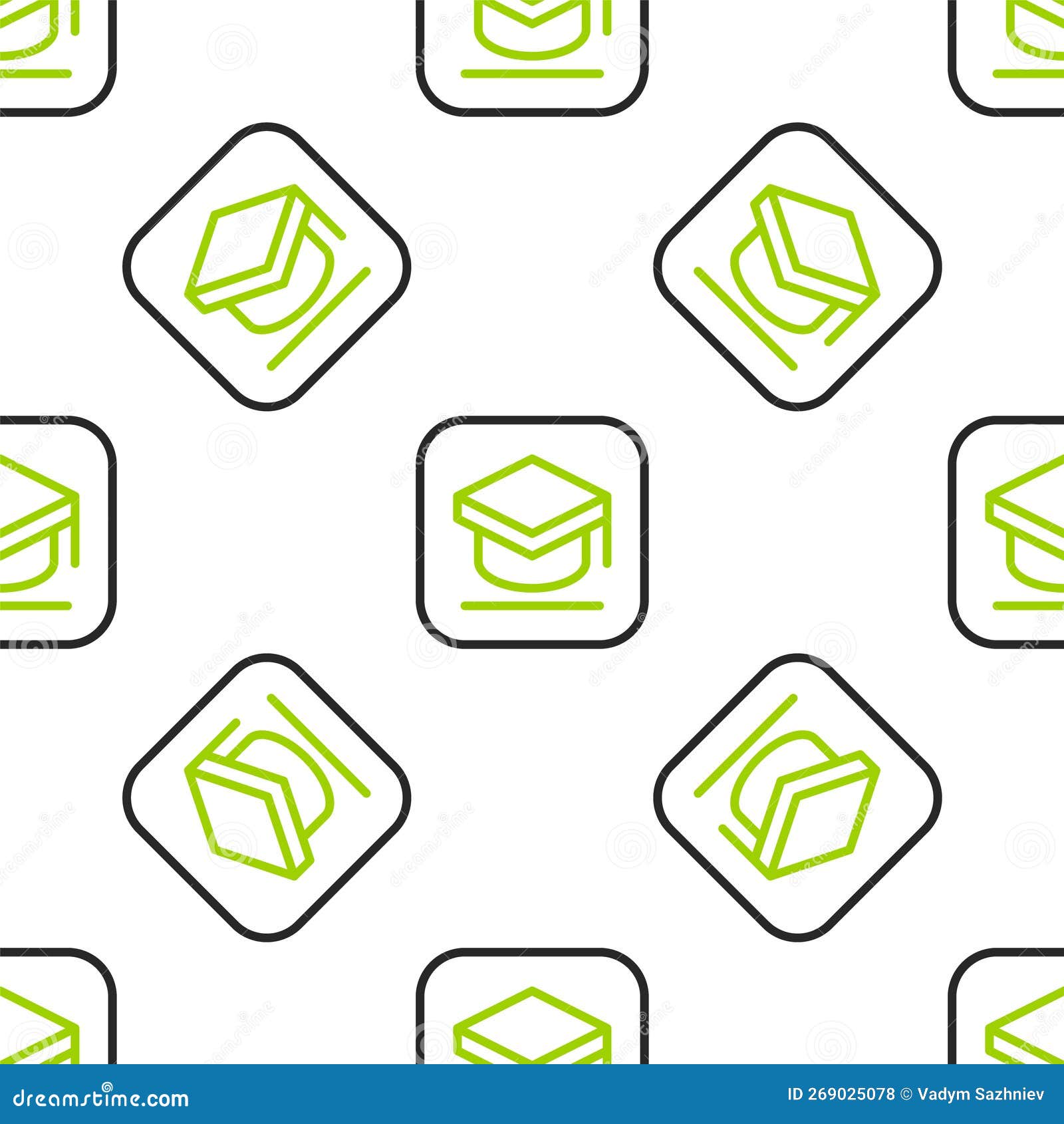 Line Graduation Cap Icon Isolated Seamless Pattern on White Background ...