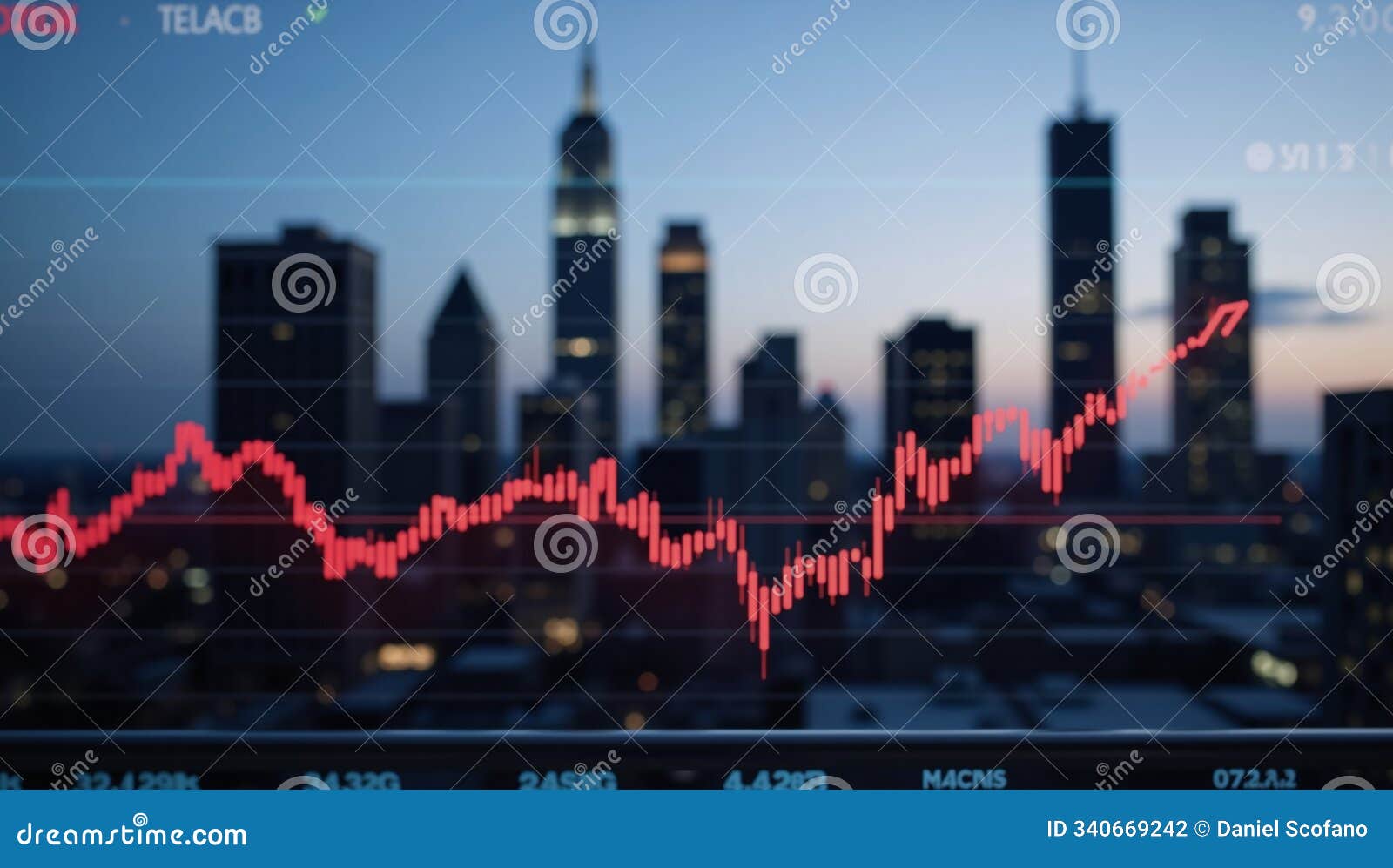 Line Graph with Building Silhouette Overlays Stock Illustration ...