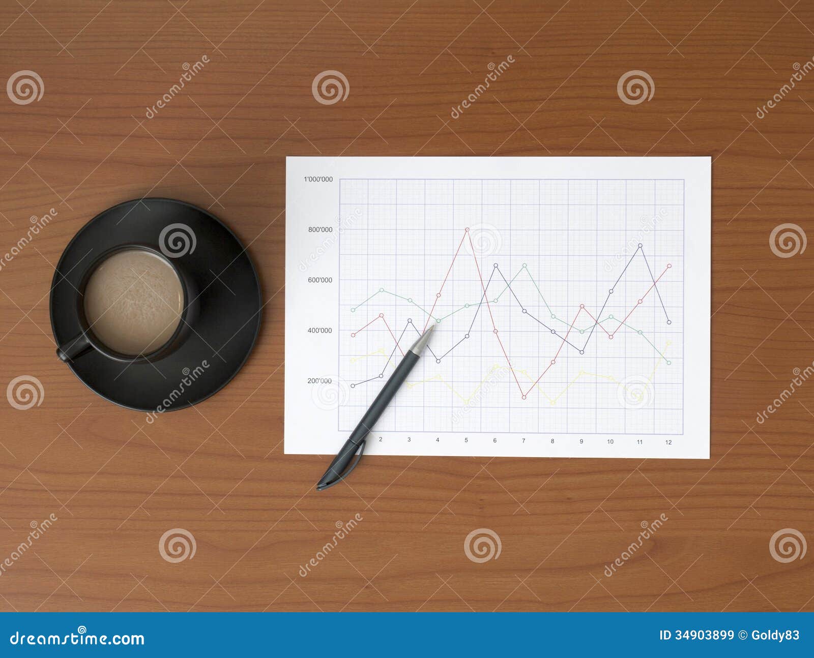 Line Graph And Magnifying Glass. Royalty-Free Stock Photography ...