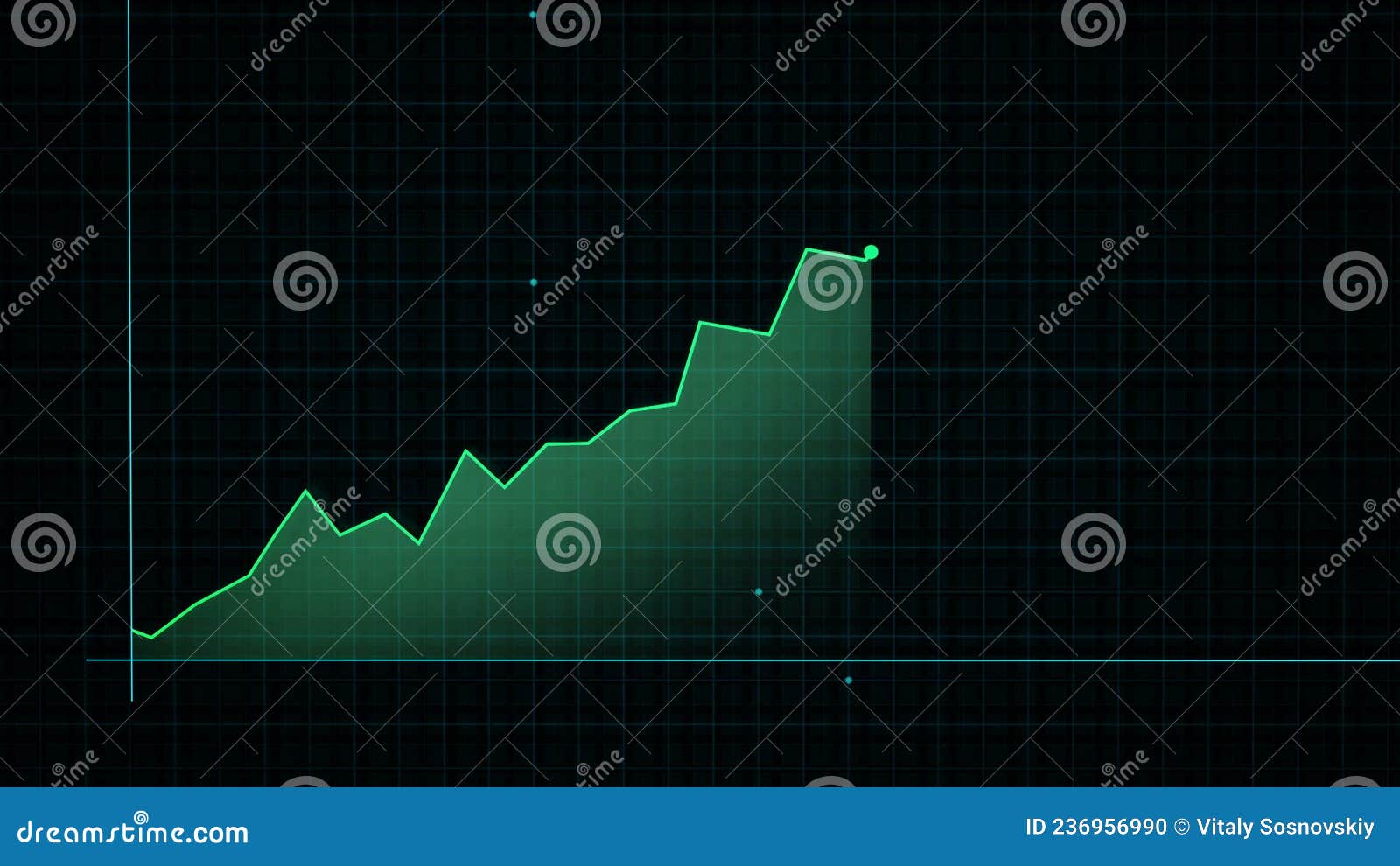 Line Graph of Digital Income Chart Made in Tech Style on High Tech Grid ...